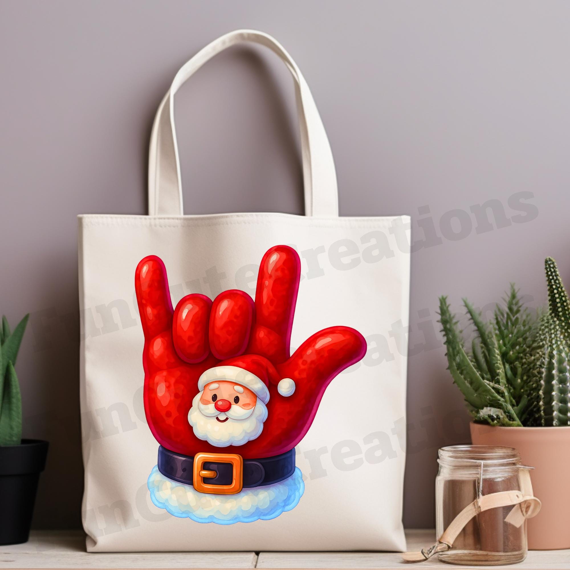 Santa Hand Glove I Love You ASL PNG, Christmas Sublimation PNG, Festive ...