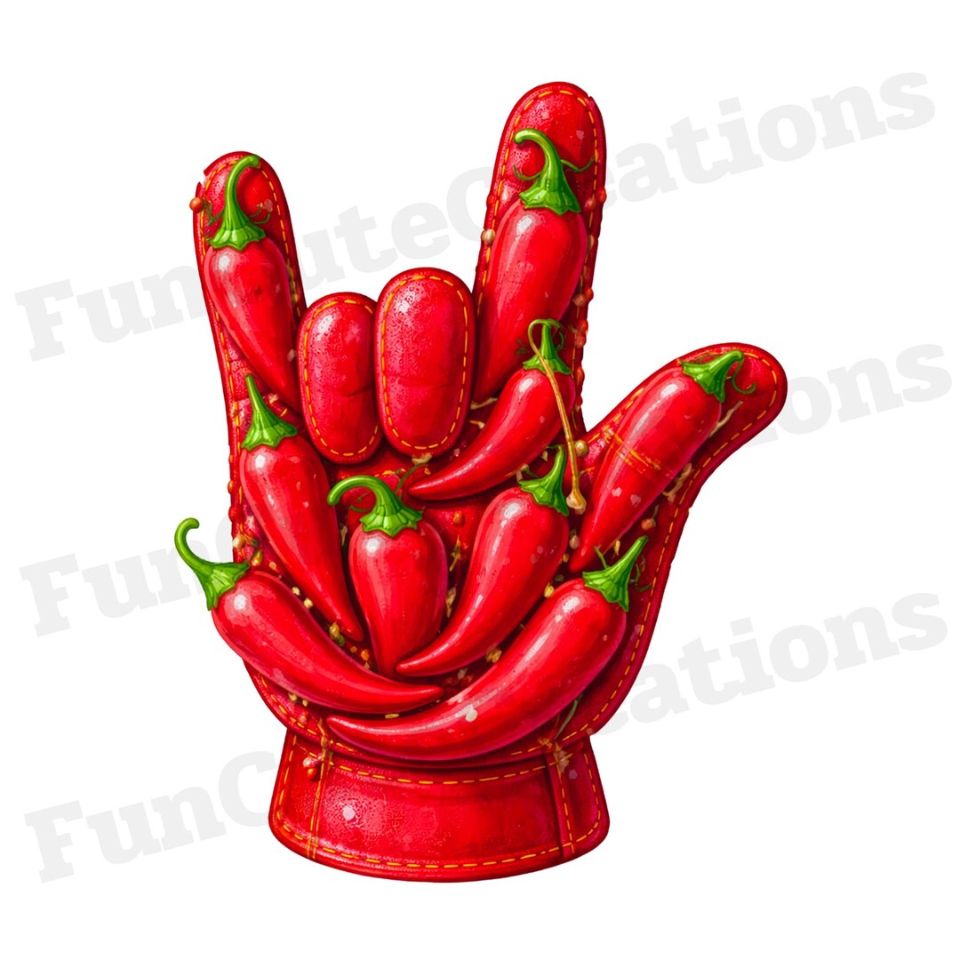 Chilli Hand Glove I Love You ASL PNG, Spicy Love Clipart, Hot Pepper ...