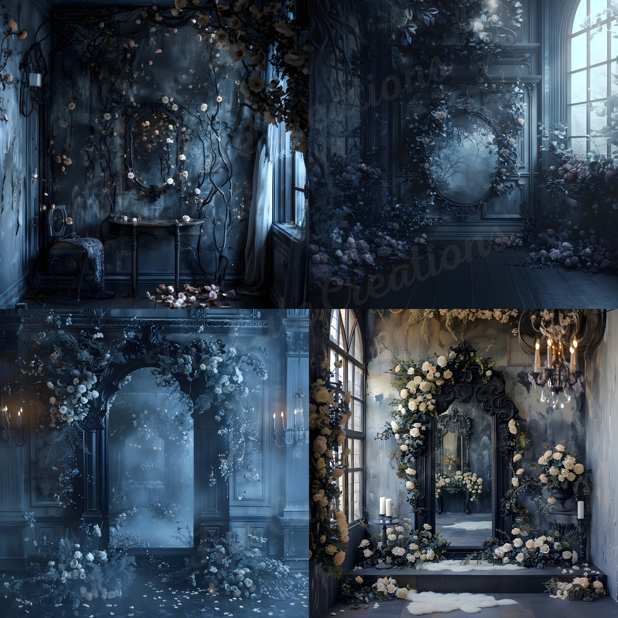 Halloween Mirror Chamber Backdrop, Victorian Mirror Chamber Backdrop ...