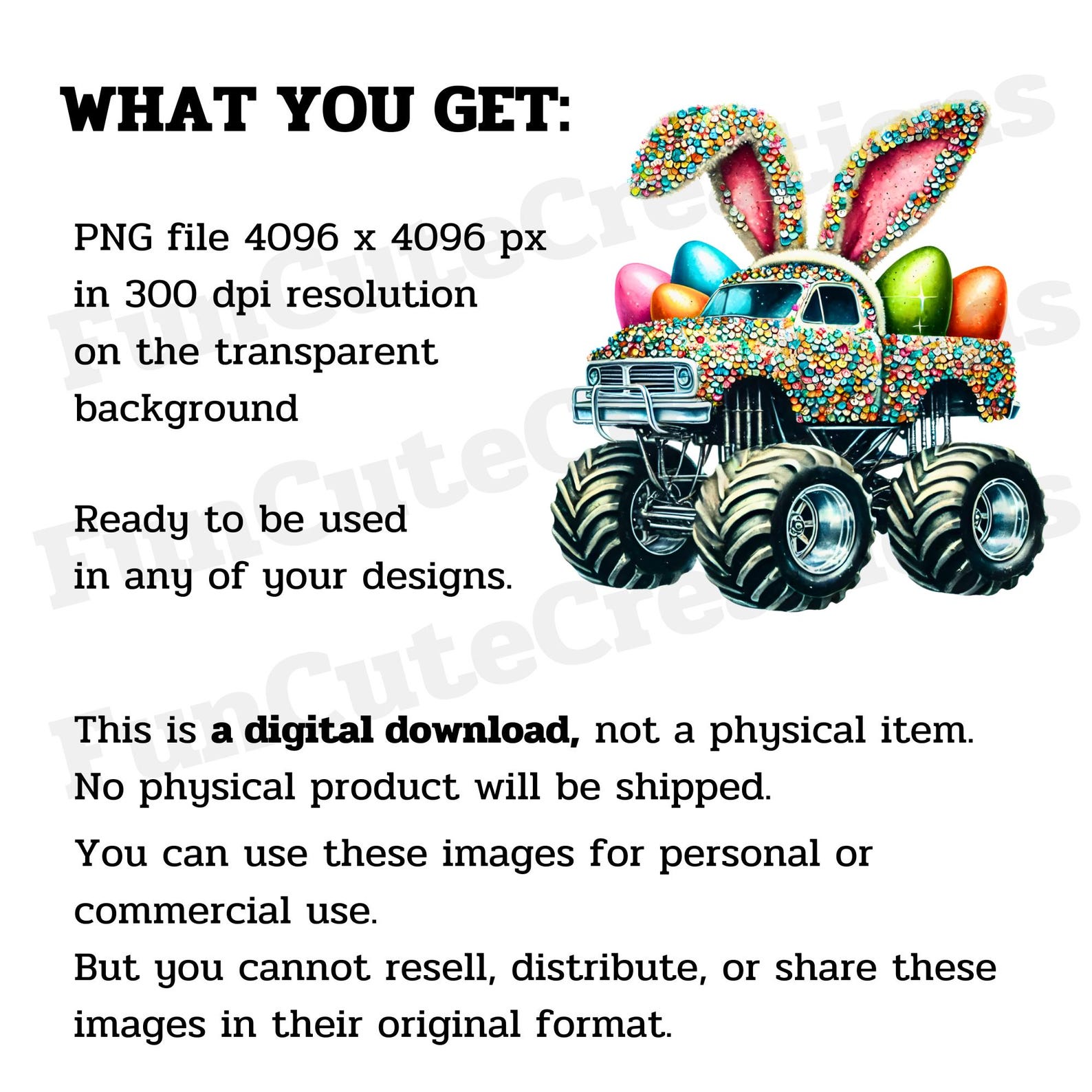 Easter Monster Truck PNG, Egg Crusher Easter, Easter Bunny Truck PNG ...