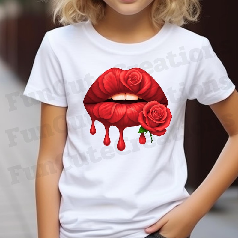 Rose Petal Dripping Lips PNG, Valentine Lips PNG, Floral Lips PNG ...