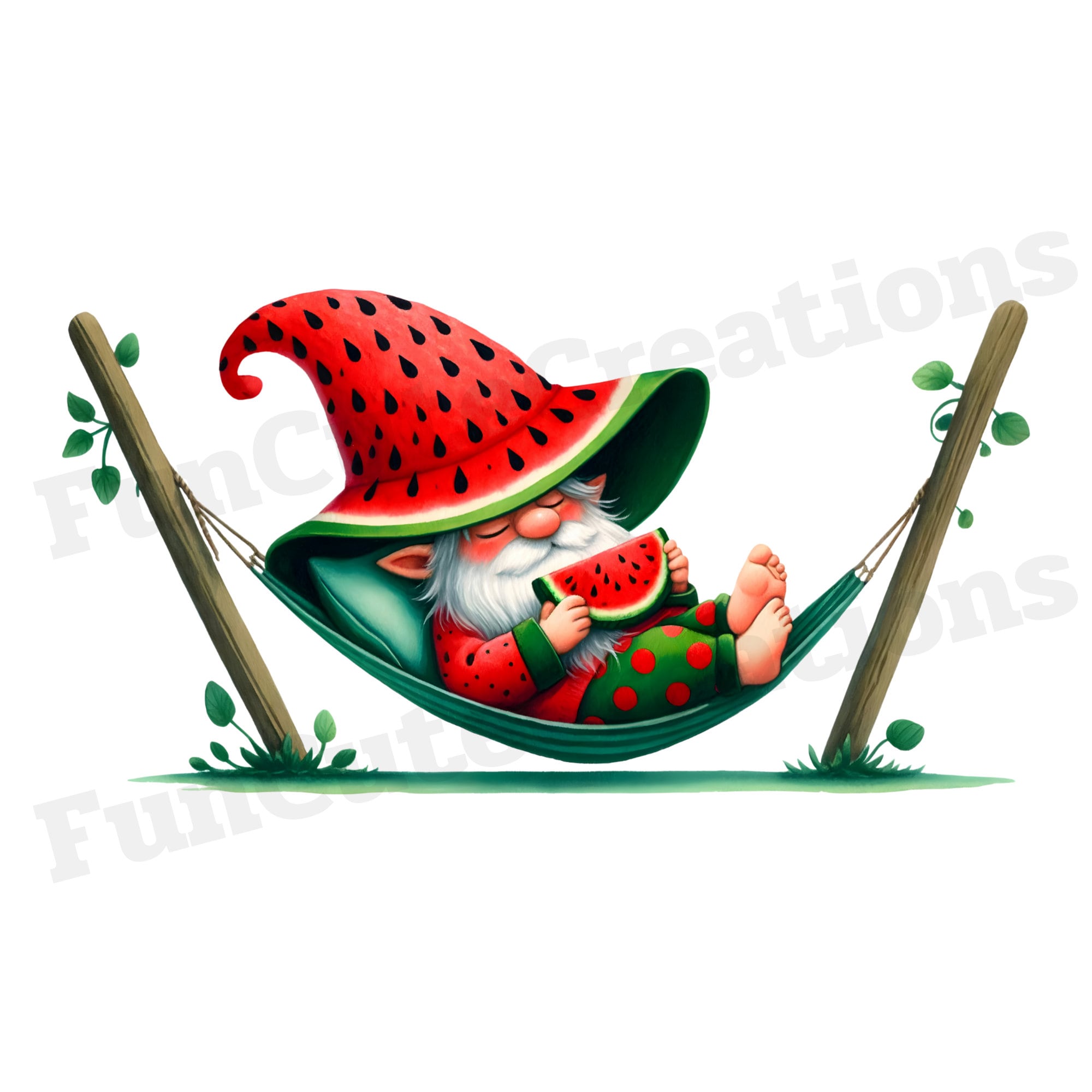 Watermelon Gnome Clipart, Watermelon Clipart, Gnome Summer Clipart ...