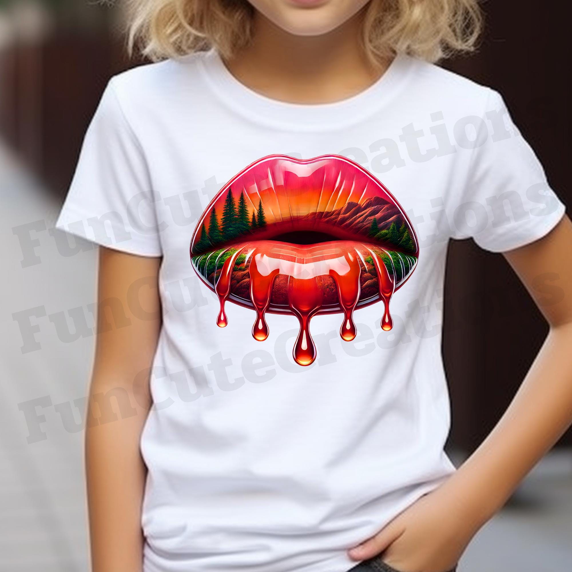 Dripping Lips With Forest View PNG, Forest Lips Clipart, Nature Lips ...