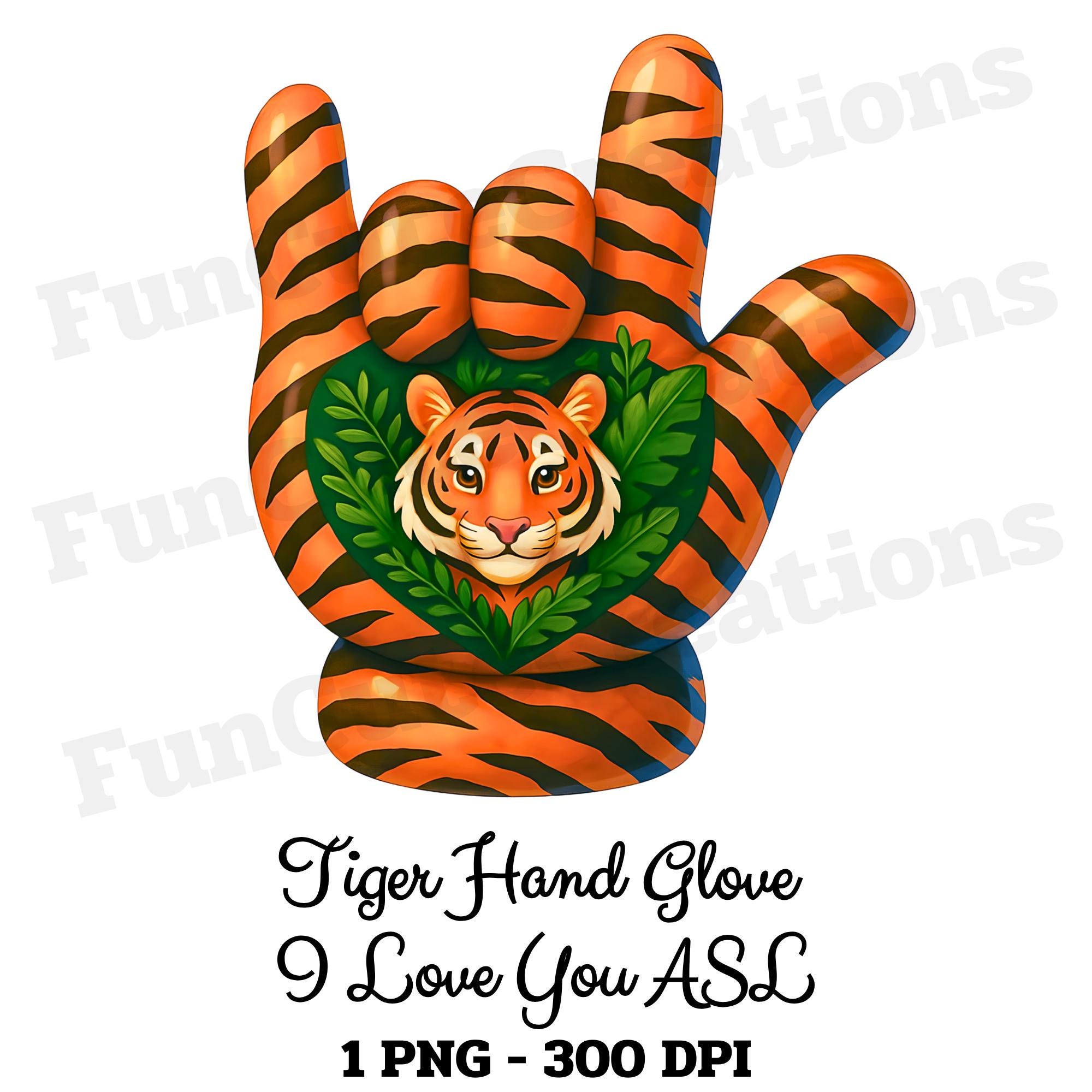Tiger Hand Glove I Love You ASL PNG, Wildlife Conservation PNG, Tiger ...