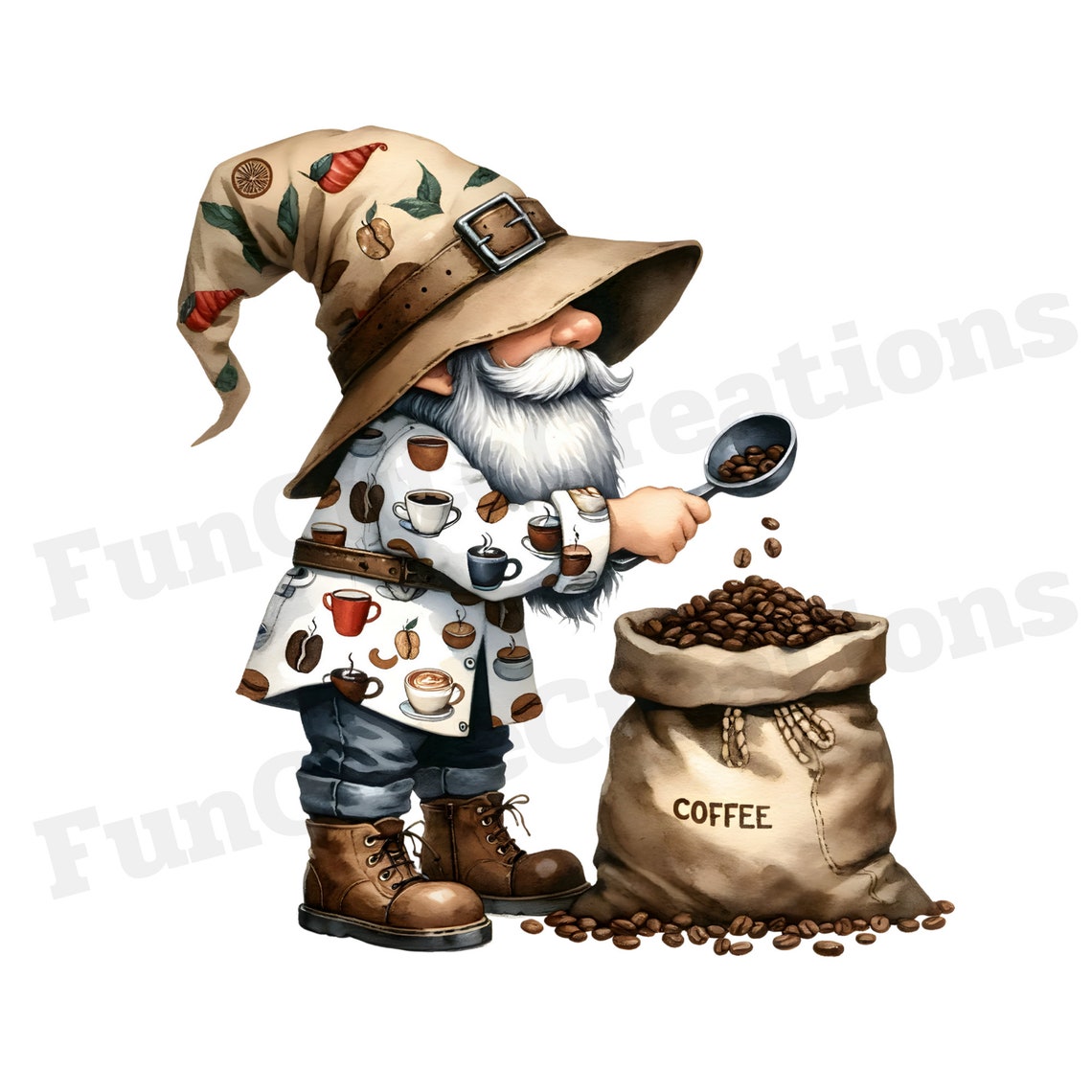 Coffee Gnome Clipart, Coffee Clipart, Coffee Bean Gnome, Cafe Gnome PNG ...