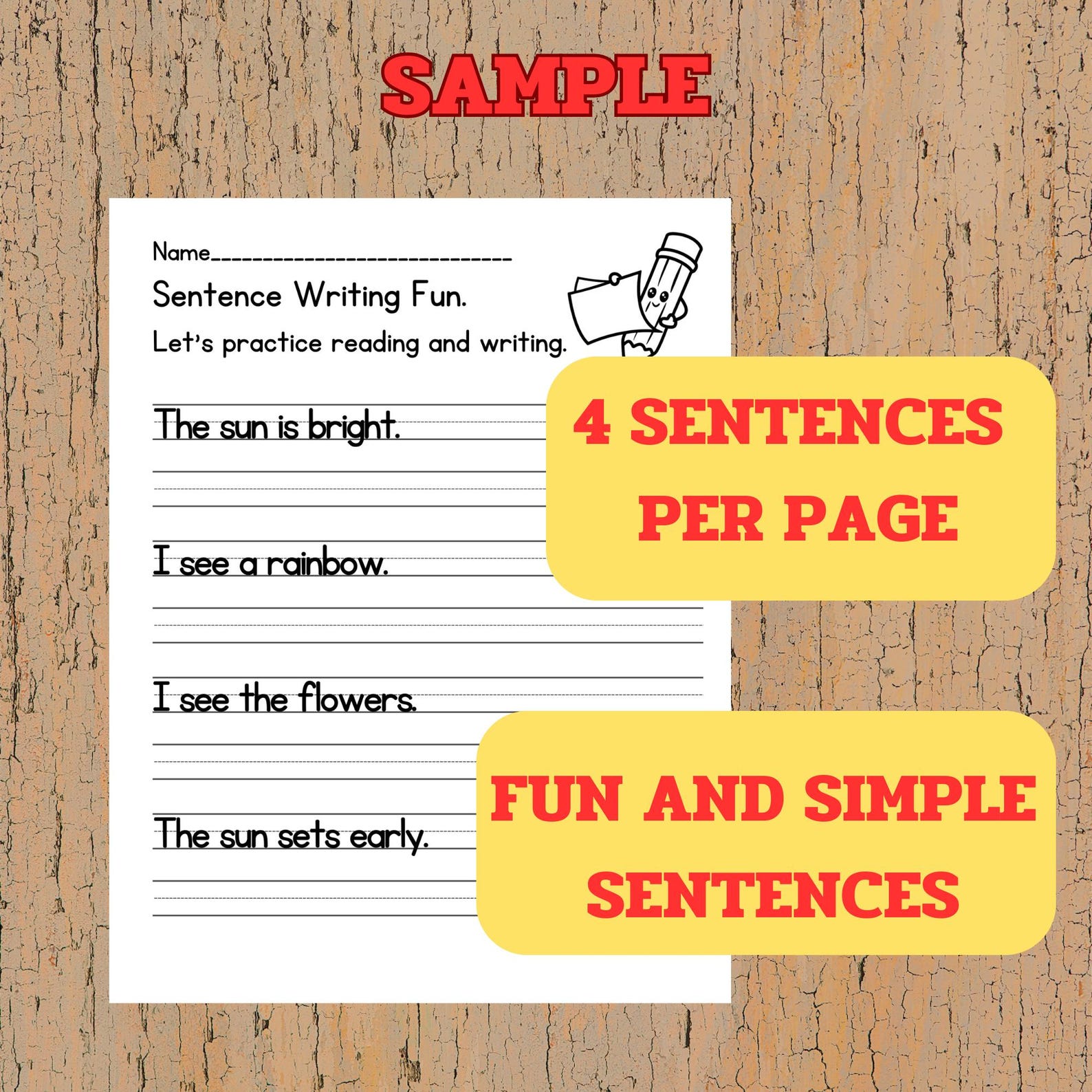 100 Handwriting Practice Sentences, 25 Printable Write the Sentences ...