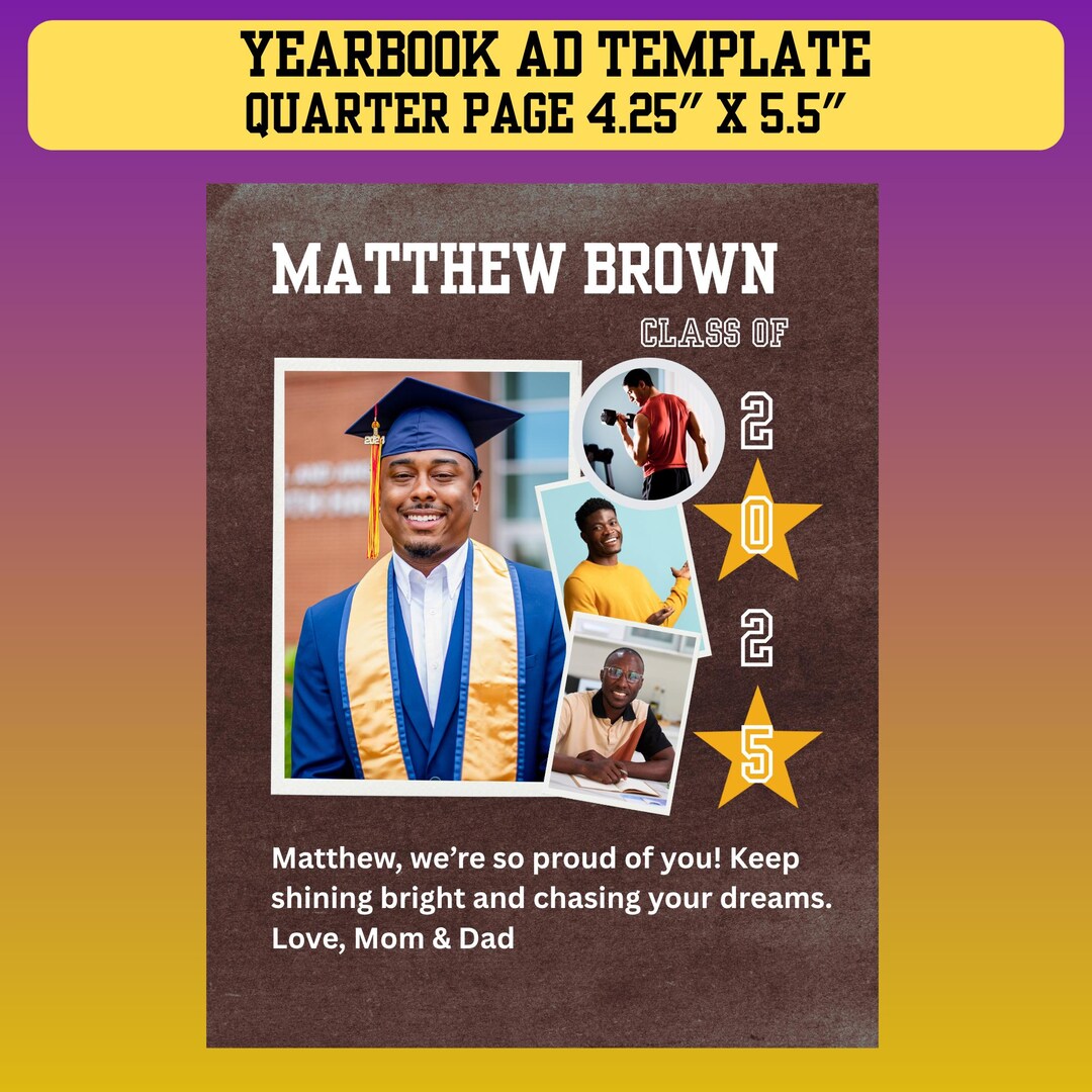 Classic Yearbook Ad Template Quarter Page, Senior Yearbook Ad Template ...