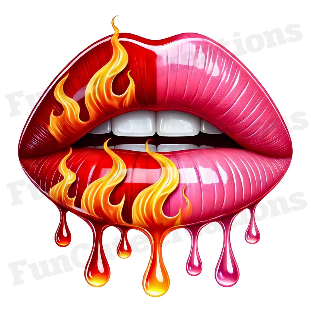Dripping Lips With Flame PNG, Flame Lips Clipart, Firefighter Tribute ...