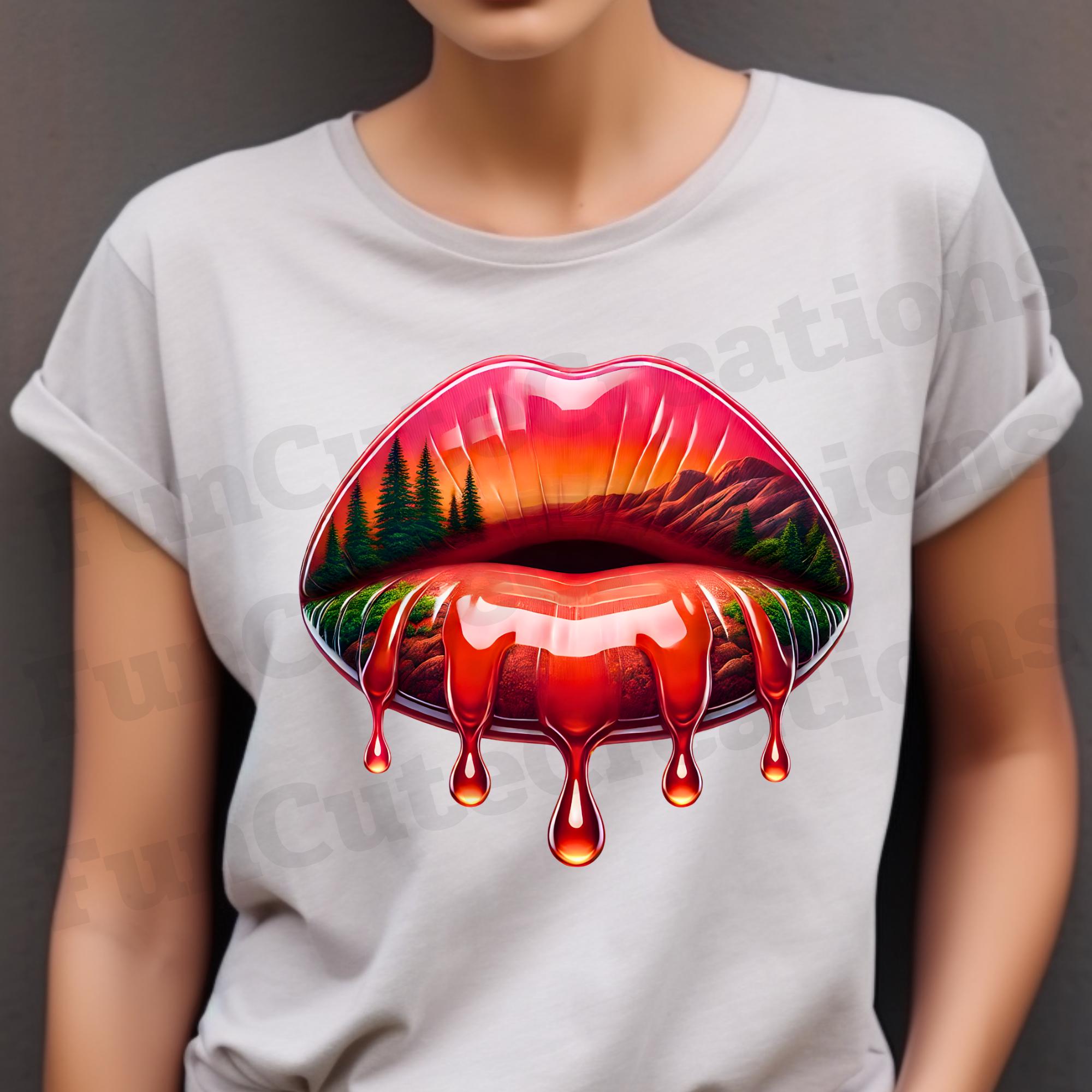 Dripping Lips With Forest View PNG, Forest Lips Clipart, Nature Lips ...