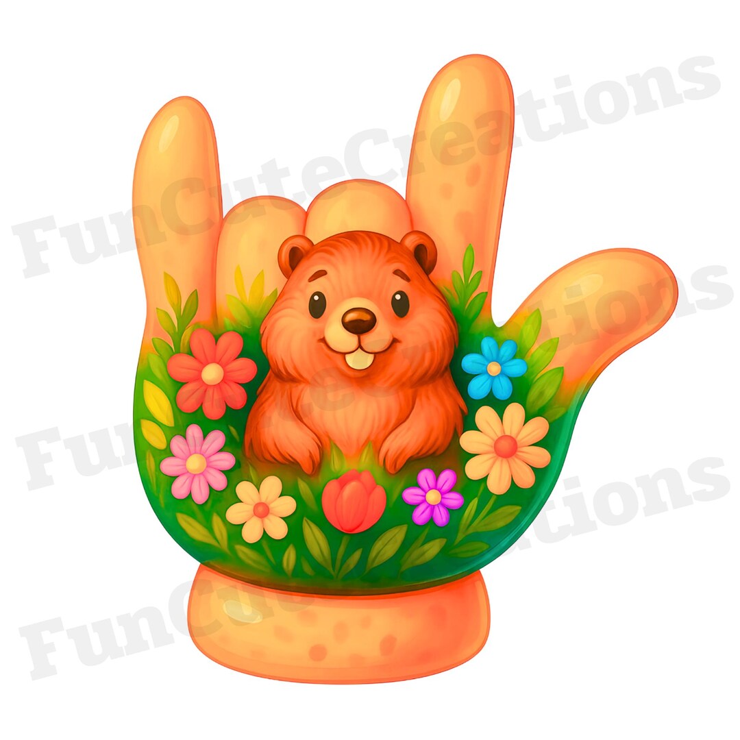 Groundhog Hand Glove I Love You ASL PNG, February 2 Clipart, ASL ...