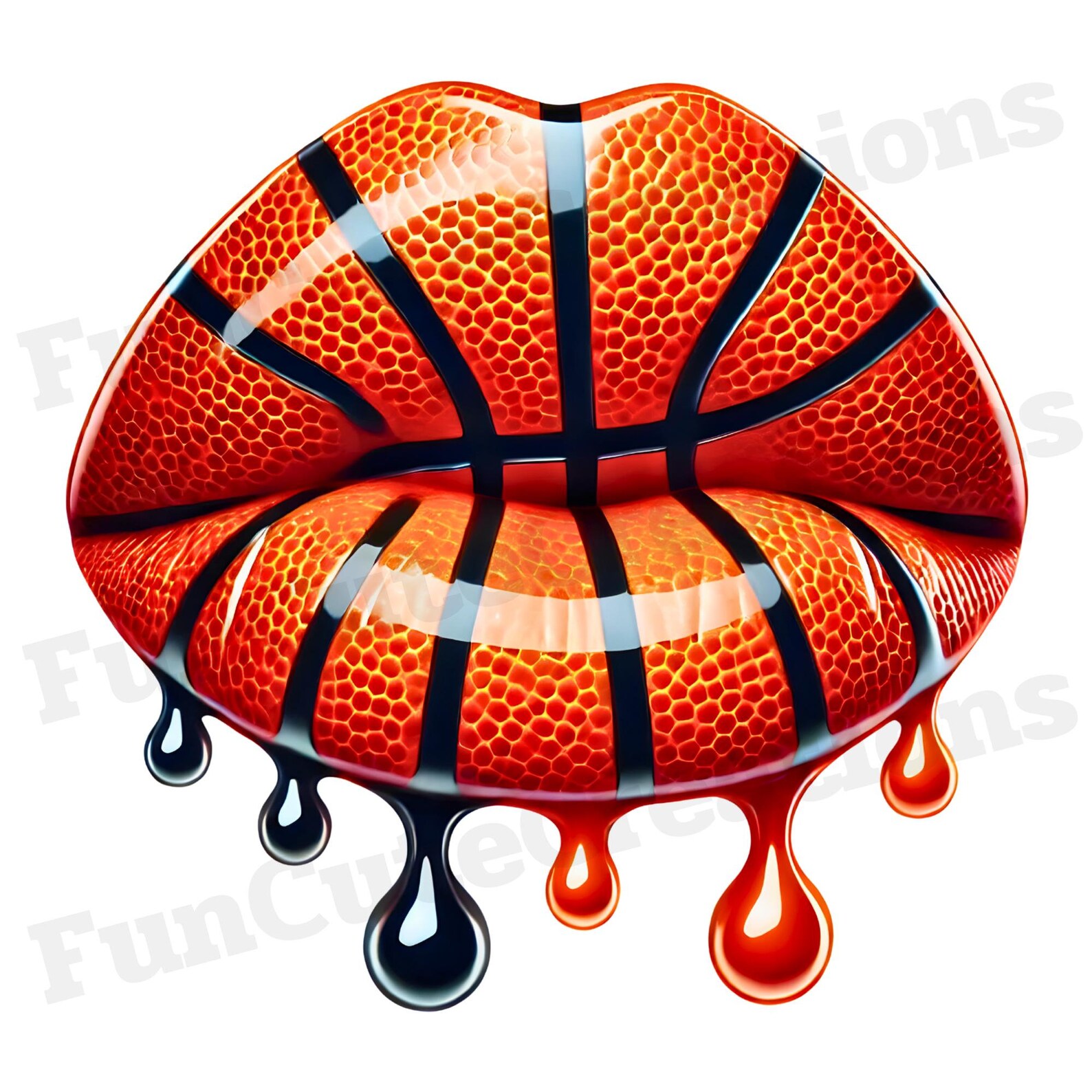 Dripping Lips With Basketball Texture PNG, Basketball Lips Clipart ...