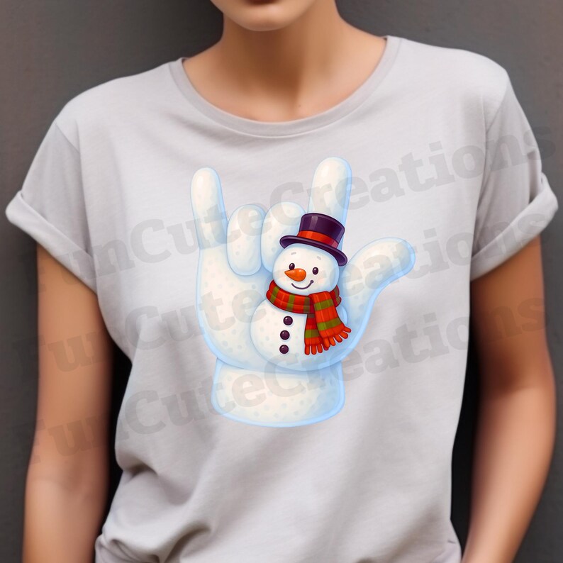 Snowman Hand Glove I Love You ASL PNG, Christmas Sublimation, Festive ...
