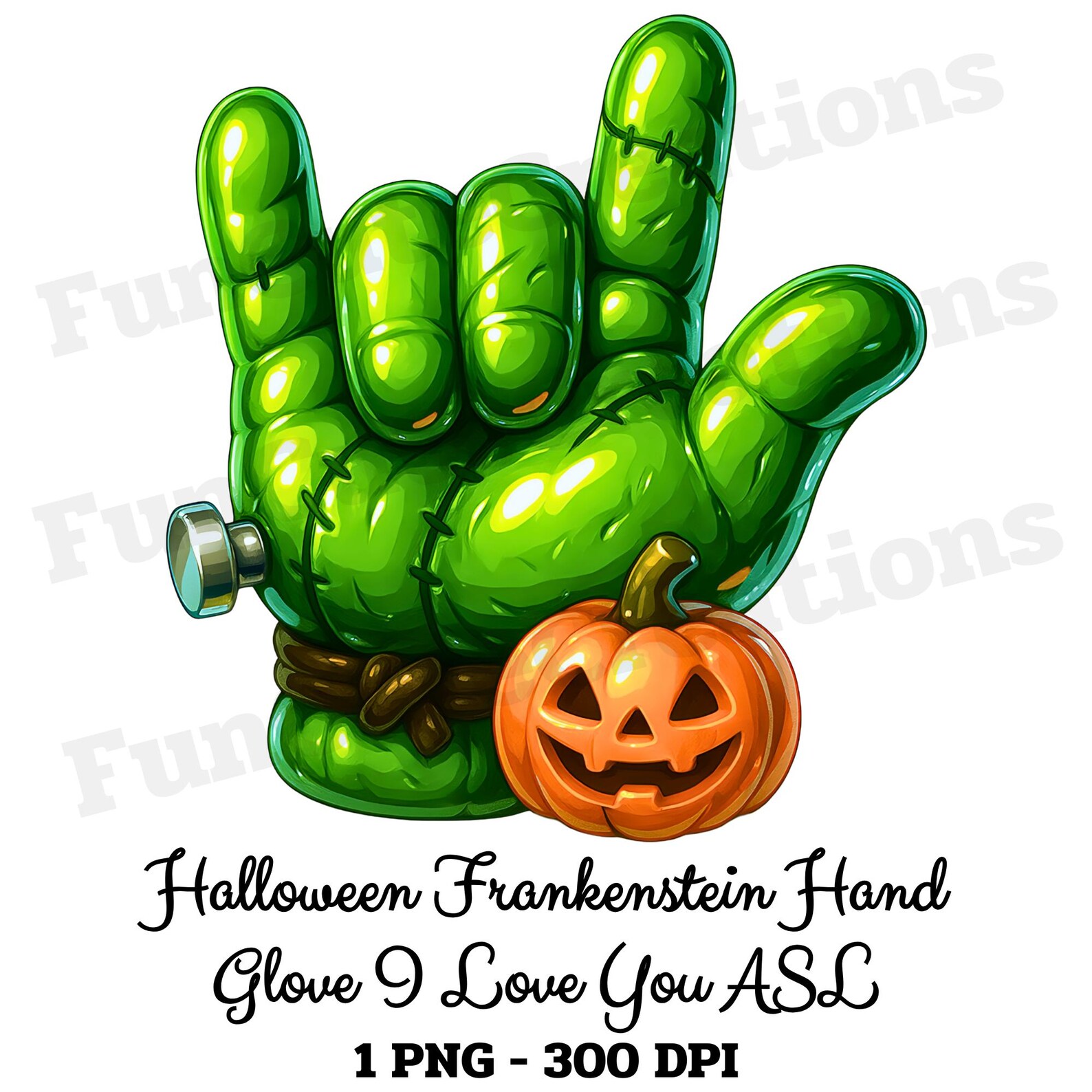 Halloween Frankenstein Hand Glove I Love You ASL PNG, Monster Sign ...