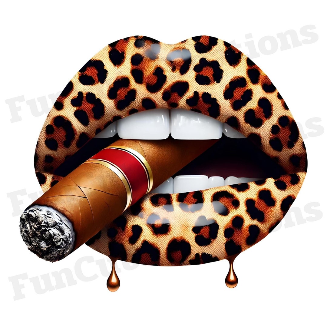 Leopard Dripping Lips With Cigar PNG, Cigar Lips Clipart, Leopard Print Lips Clipart, Animal ...