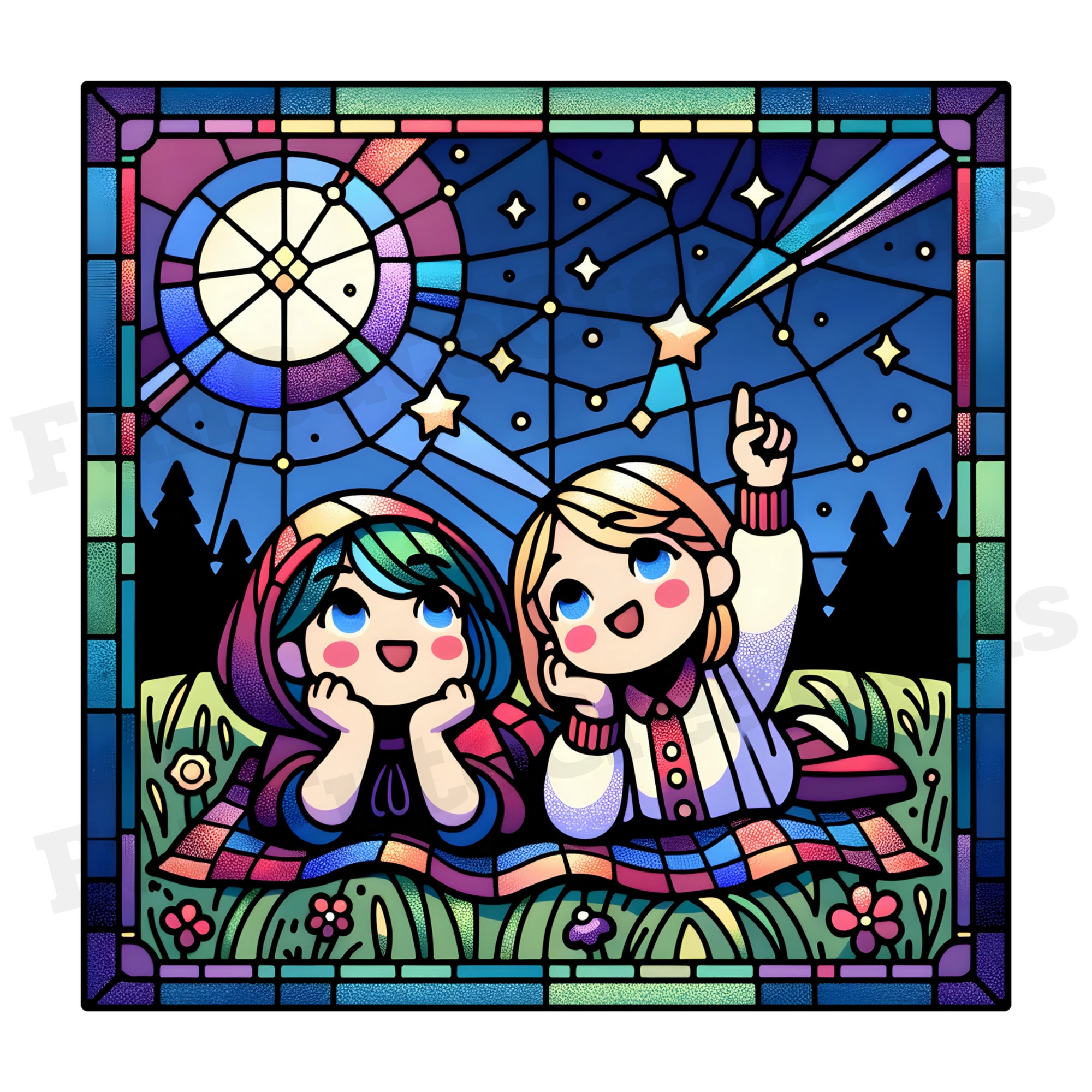Best Friends Stained Glass Clipart, Besties Clipart, Soul Sisters ...