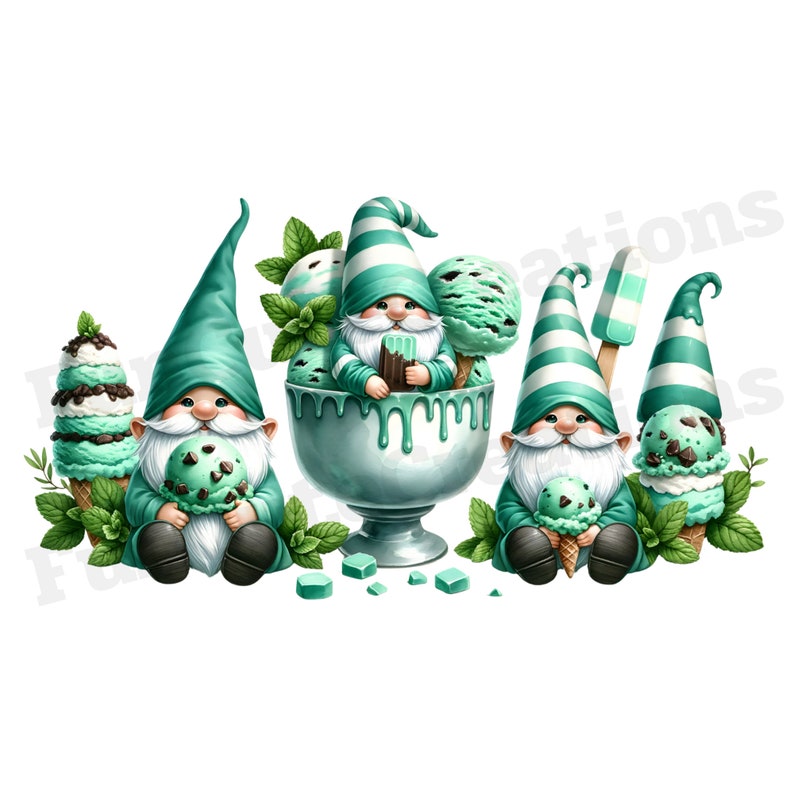 Ice Cream Three Gnomes Clipart, Ice Cream Clipart, Ice Cream Party ...
