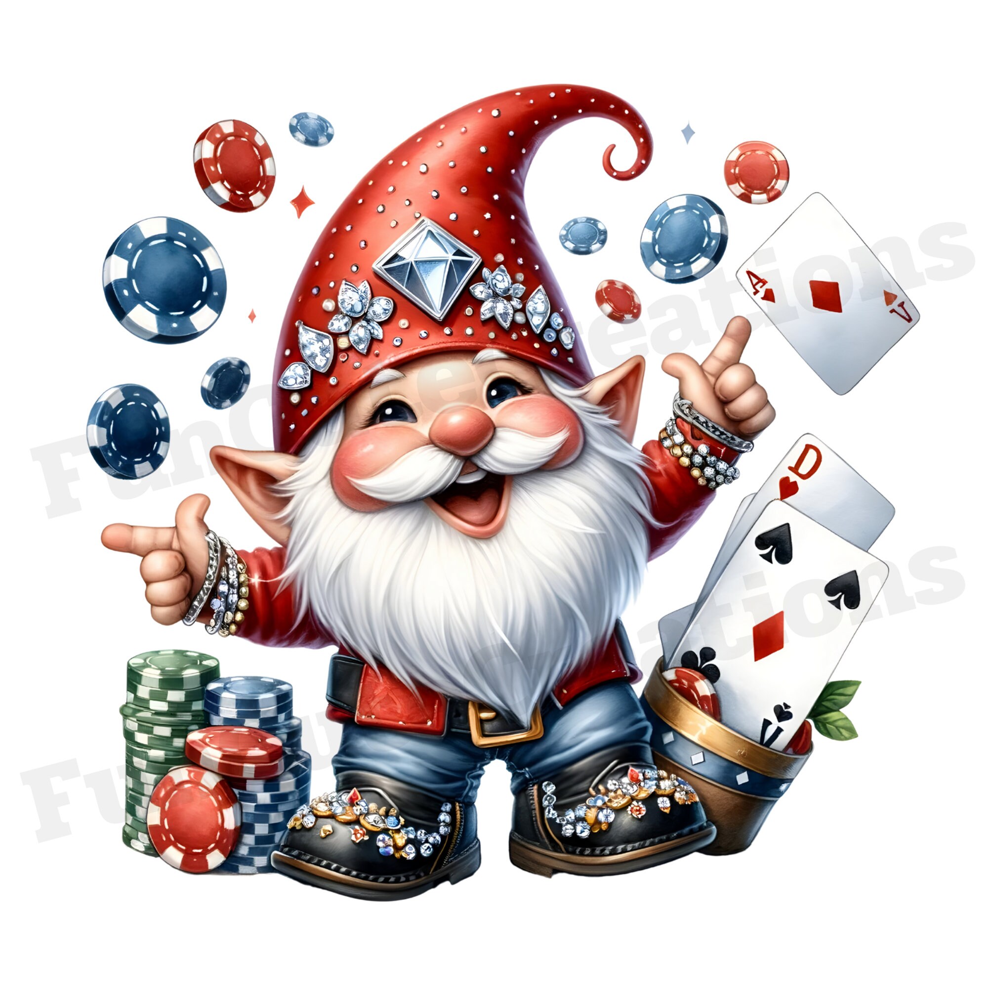 Poker Gnome Clipart, Poker Clipart, Card Player Gnome, Casino Gnome ...