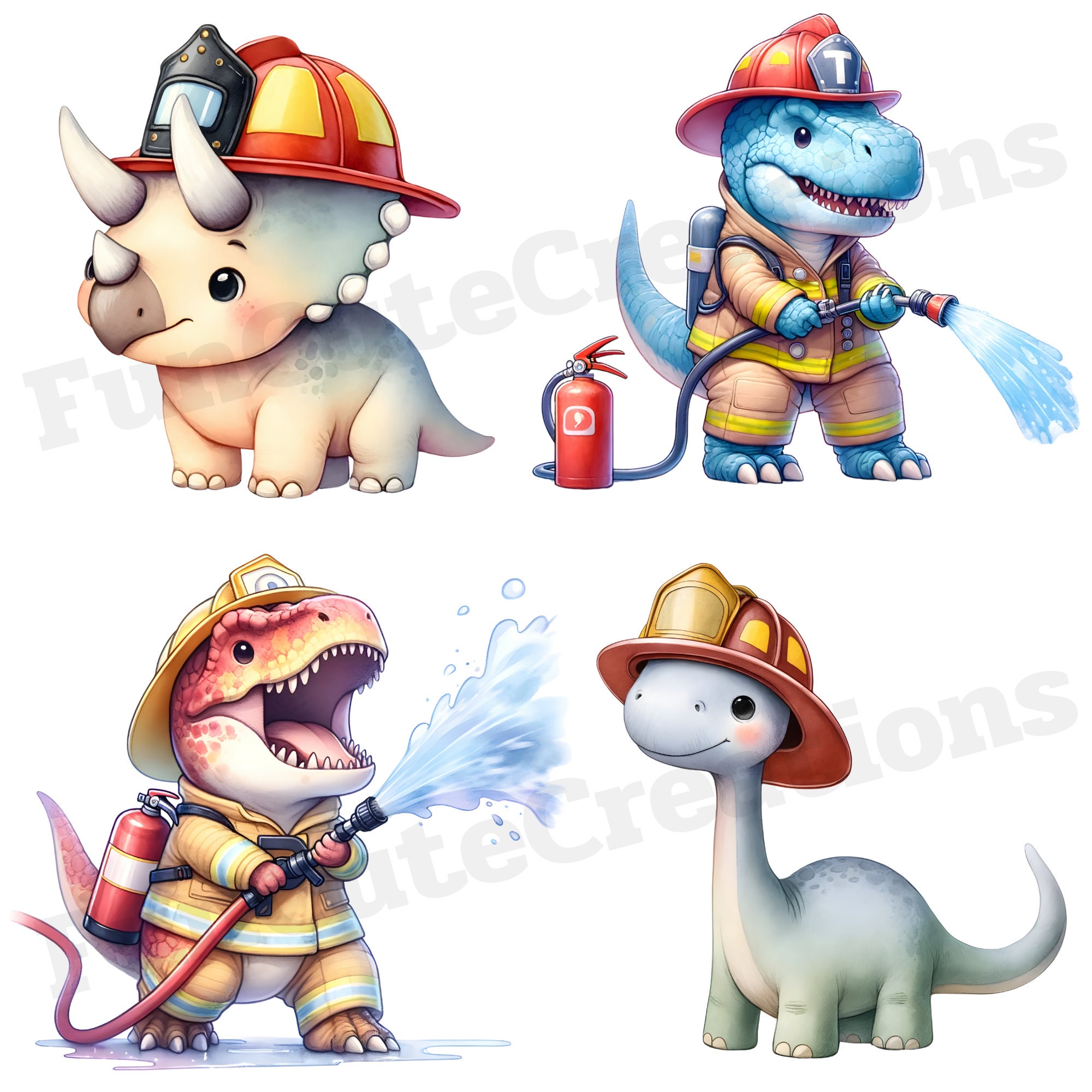 Fire Fighter Dinosaur Clipart, Firefighter Clipart, Fireman Dino PNG ...