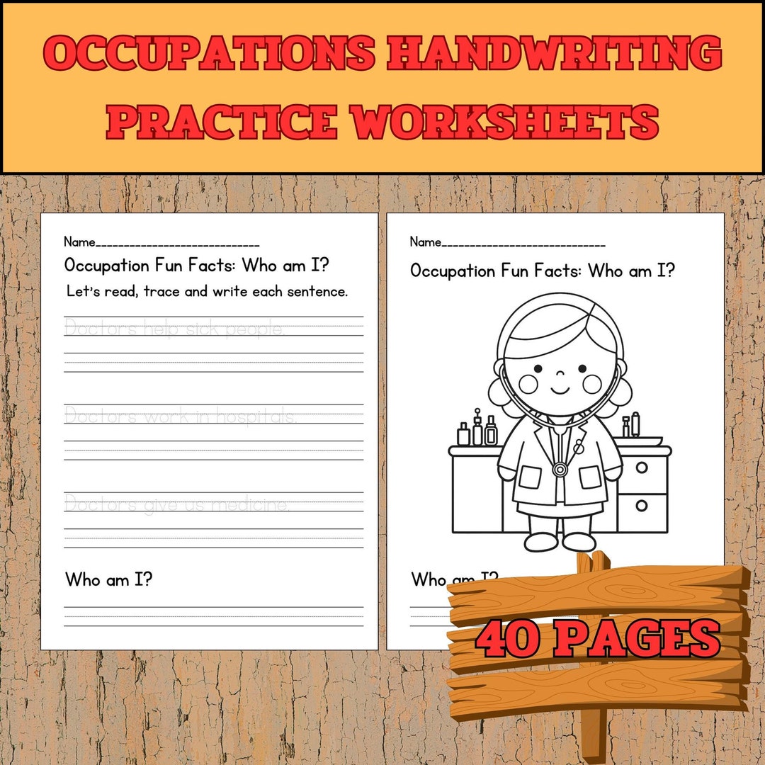 Occupations Handwriting Practice Worksheets, Printable Handwriting ...