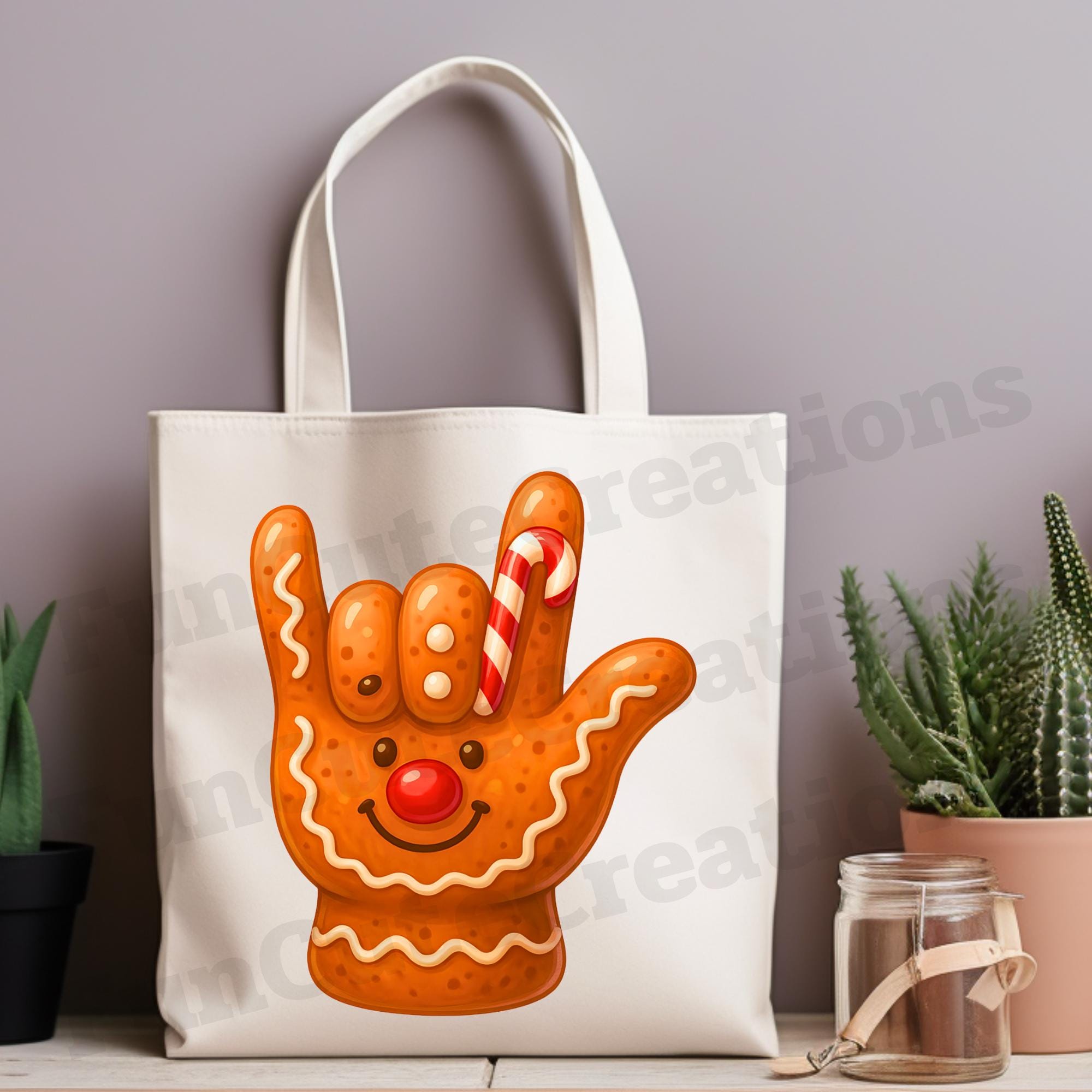 Gingerbread Hand Glove I Love You ASL PNG, Christmas Sublimation ...
