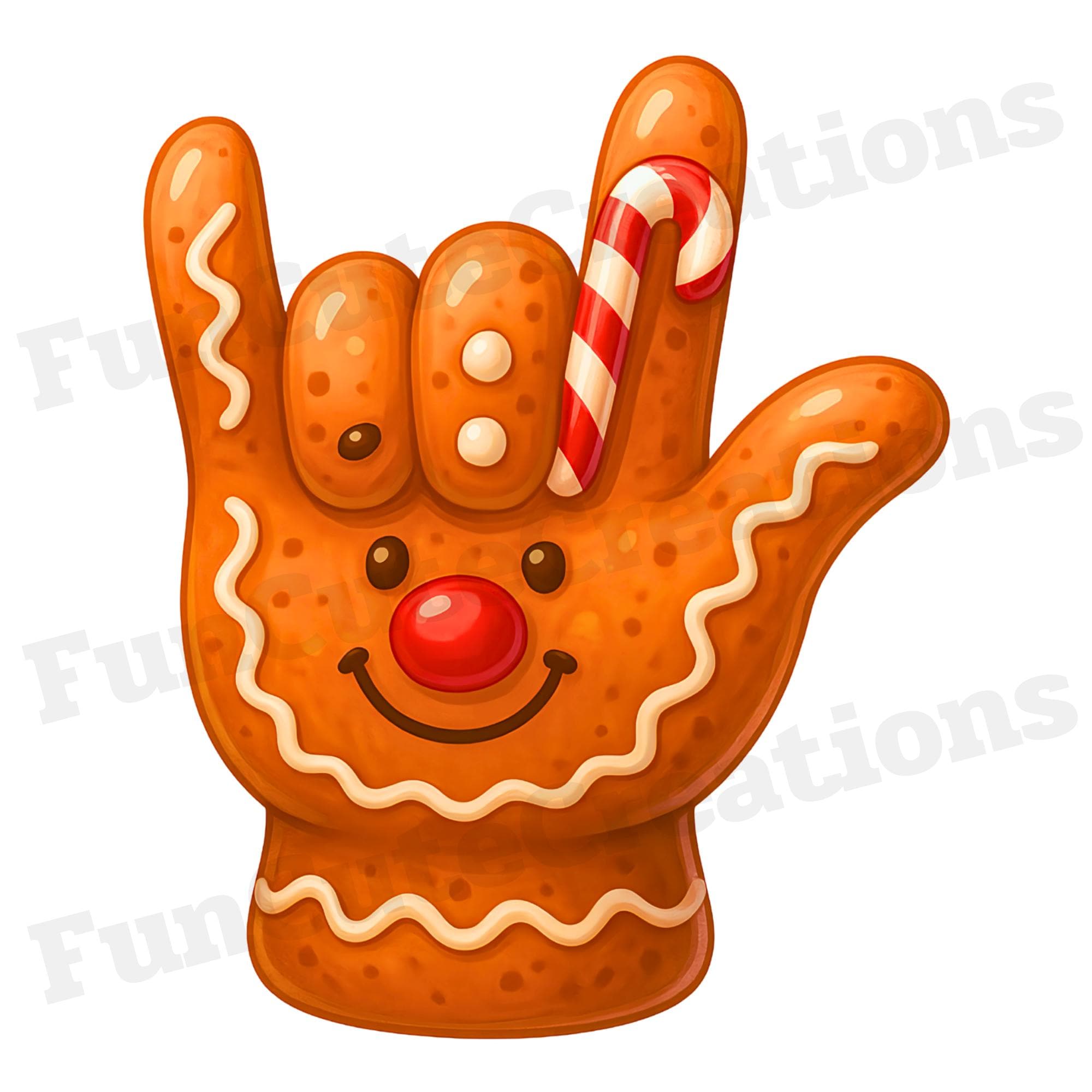 Gingerbread Hand Glove I Love You ASL PNG, Christmas Sublimation ...