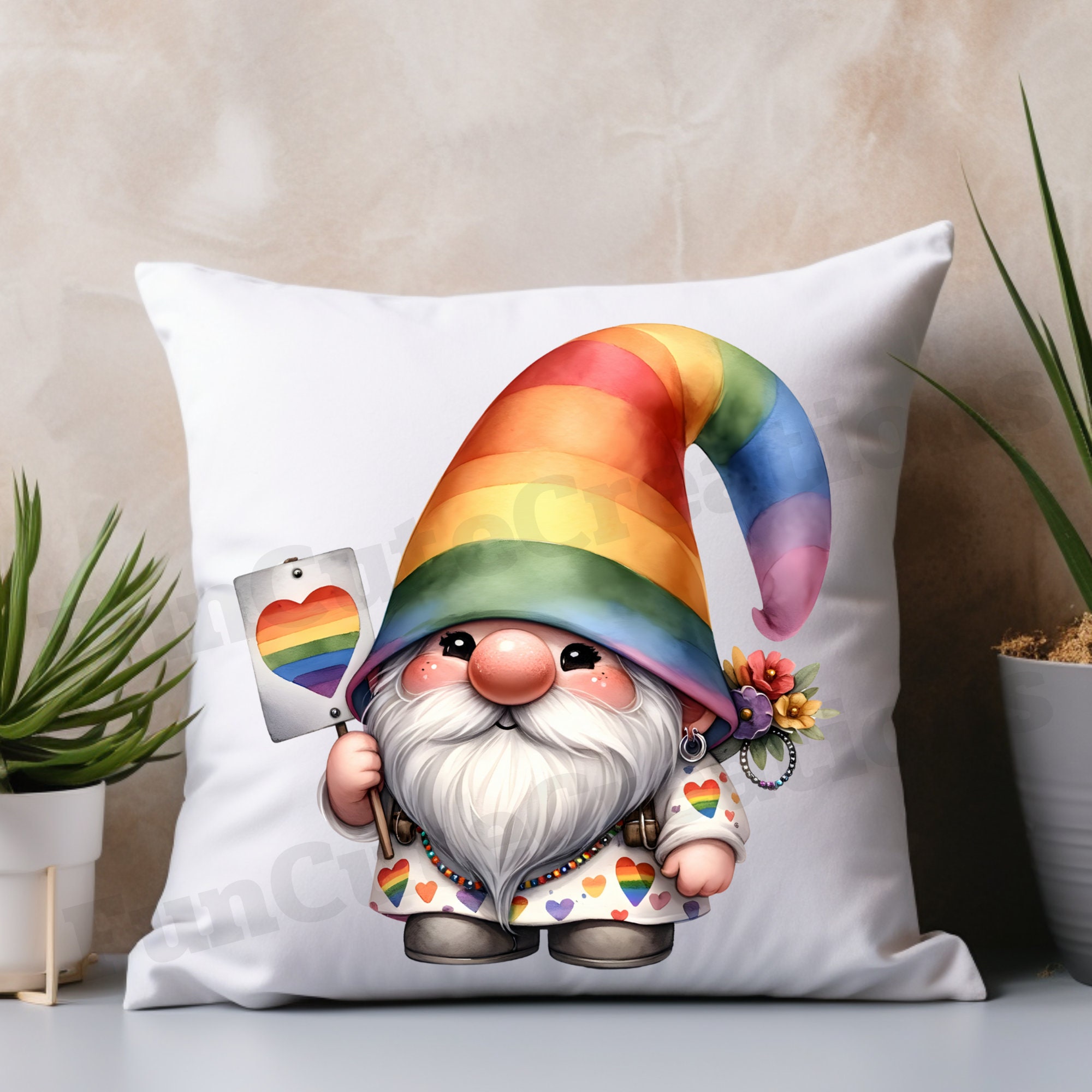 LGBTQ Pride Gnome Watercolor Clipart, Rainbow Gnome Clipart, Pride ...