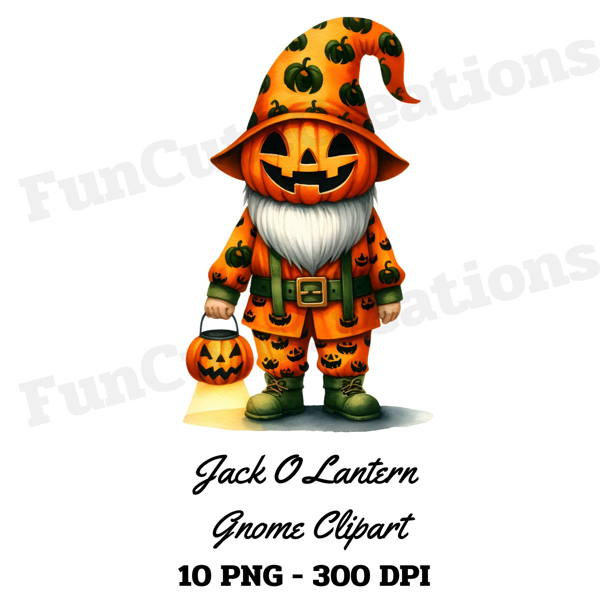 Jack O Lantern Gnome Clipart, Halloween Gnome, Fall Gnome, Autumn Gnome ...