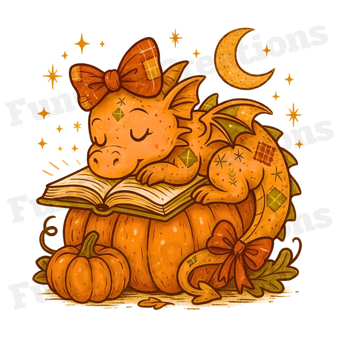 Fall Dragon Book PNG, Fall Book Pumpkin, Autumn Dragon Clipart, Fall ...