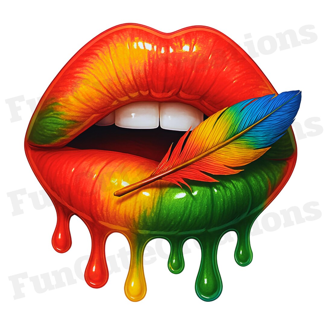Parrot Dripping Lips PNG, Animal Print Lips PNG, Tropical Lips PNG ...