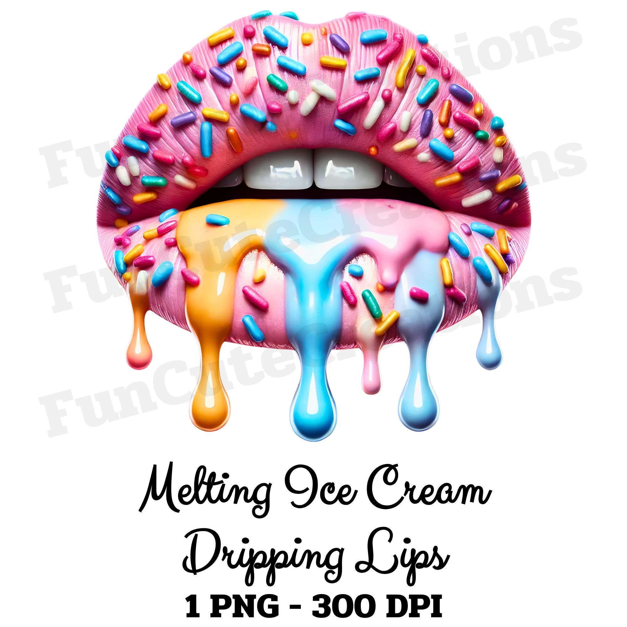 Melting Ice Cream Dripping Lips PNG, Summer Lips Clipart, Ice Cream ...