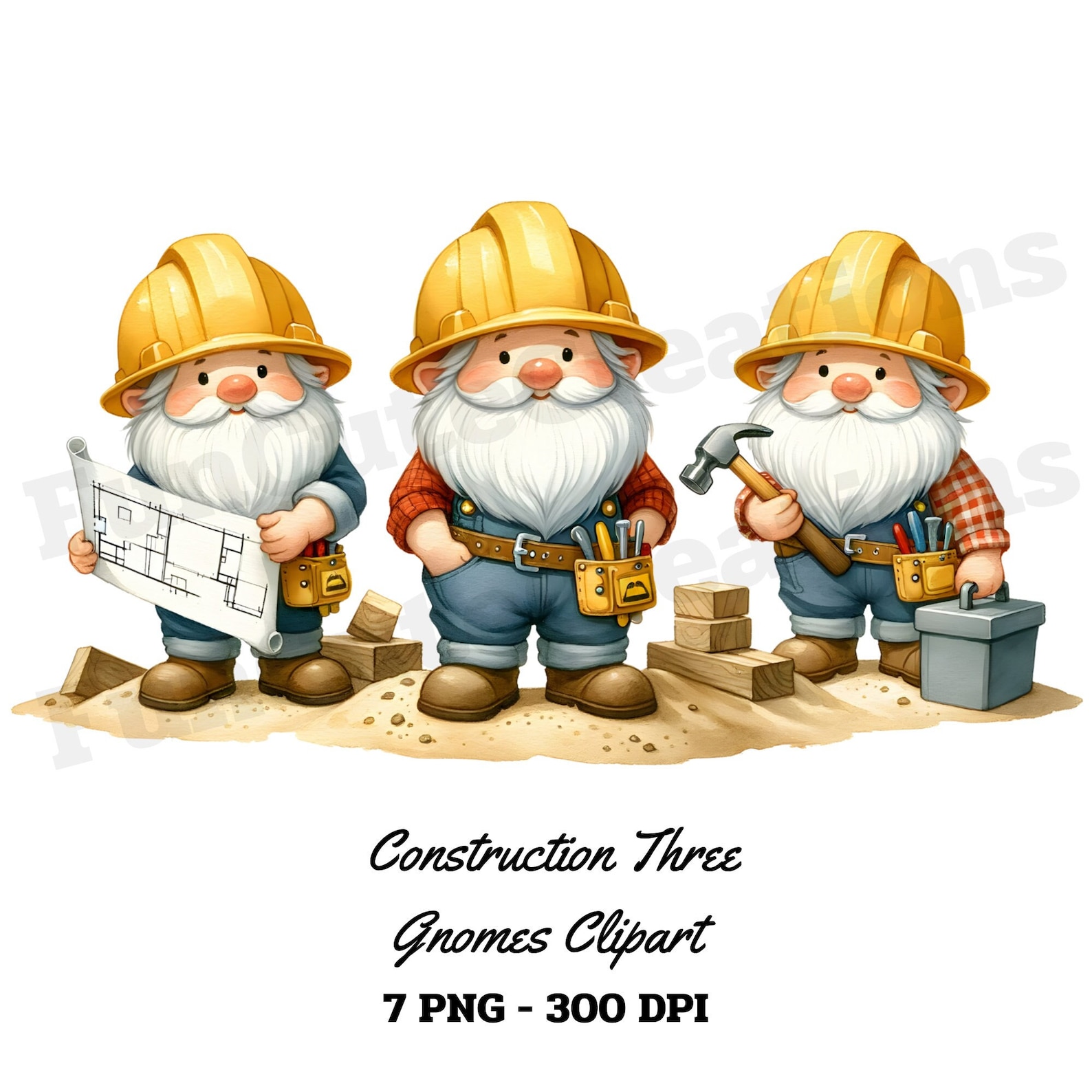 Construction Three Gnomes Clipart, Builder Gnomes, Construction PNG ...