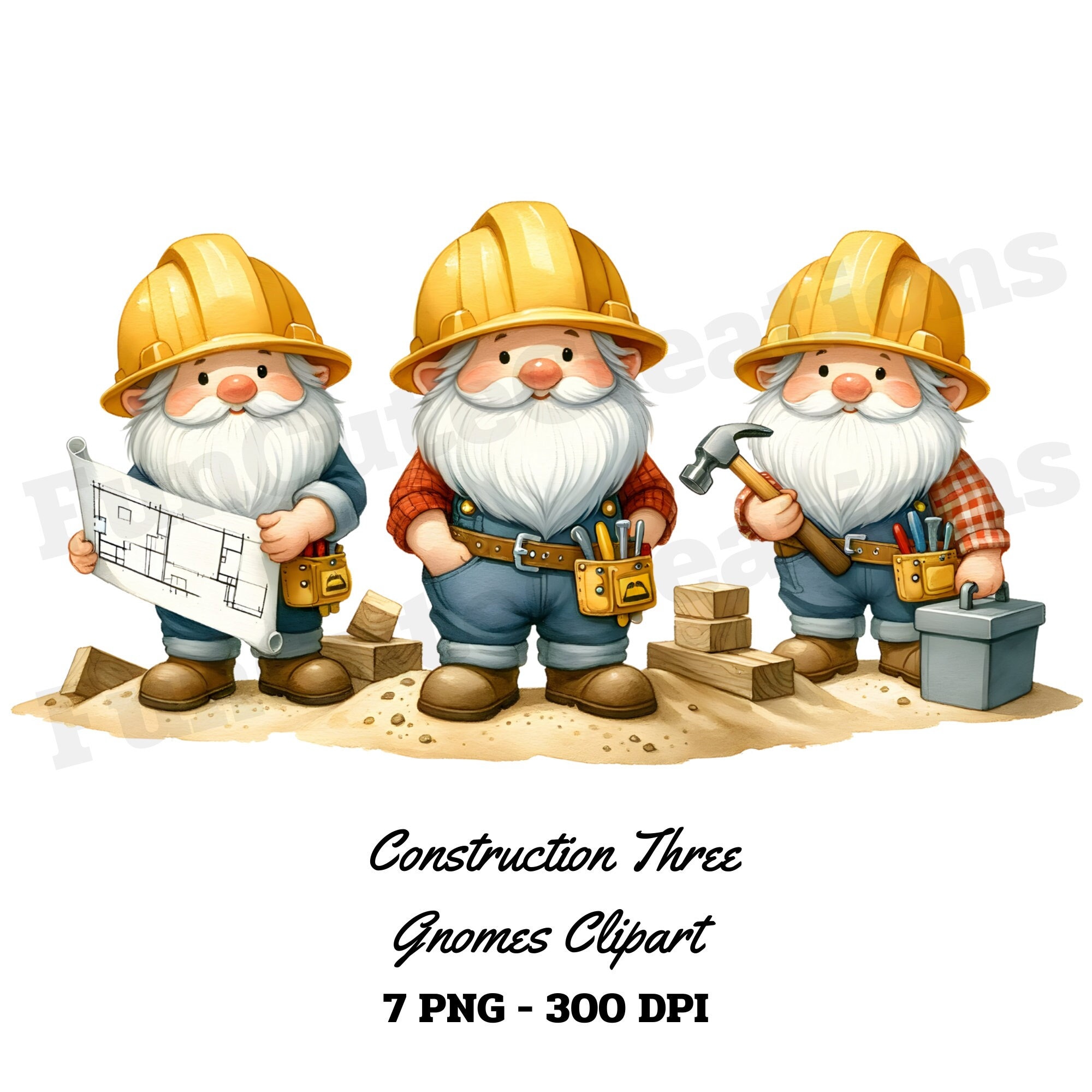 Construction Three Gnomes Clipart, Builder Gnomes, Construction PNG ...