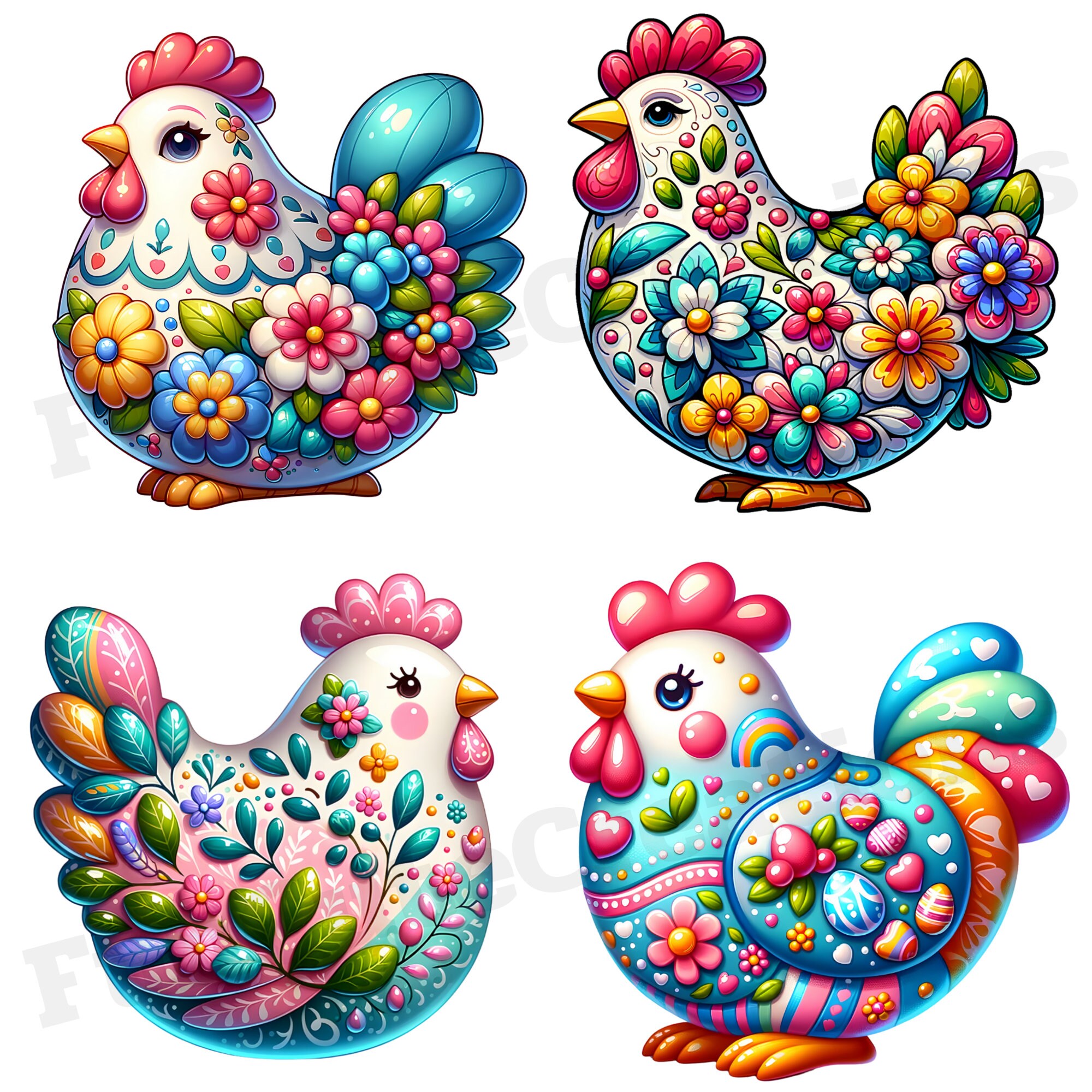 Easter Ceramic Chicken Clipart, Easter Clipart, Easter Chicken, Easter ...