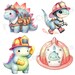 Fire Fighter Dinosaur Clipart, Firefighter Clipart, Fireman Dino PNG ...