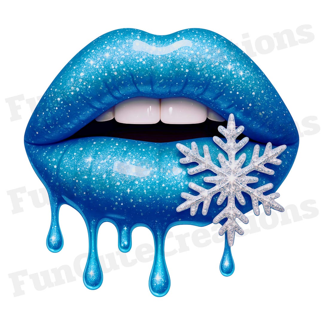 Winter Snowflake Dripping Lips PNG, Icy Blue Lips PNG, Frozen Lips PNG ...