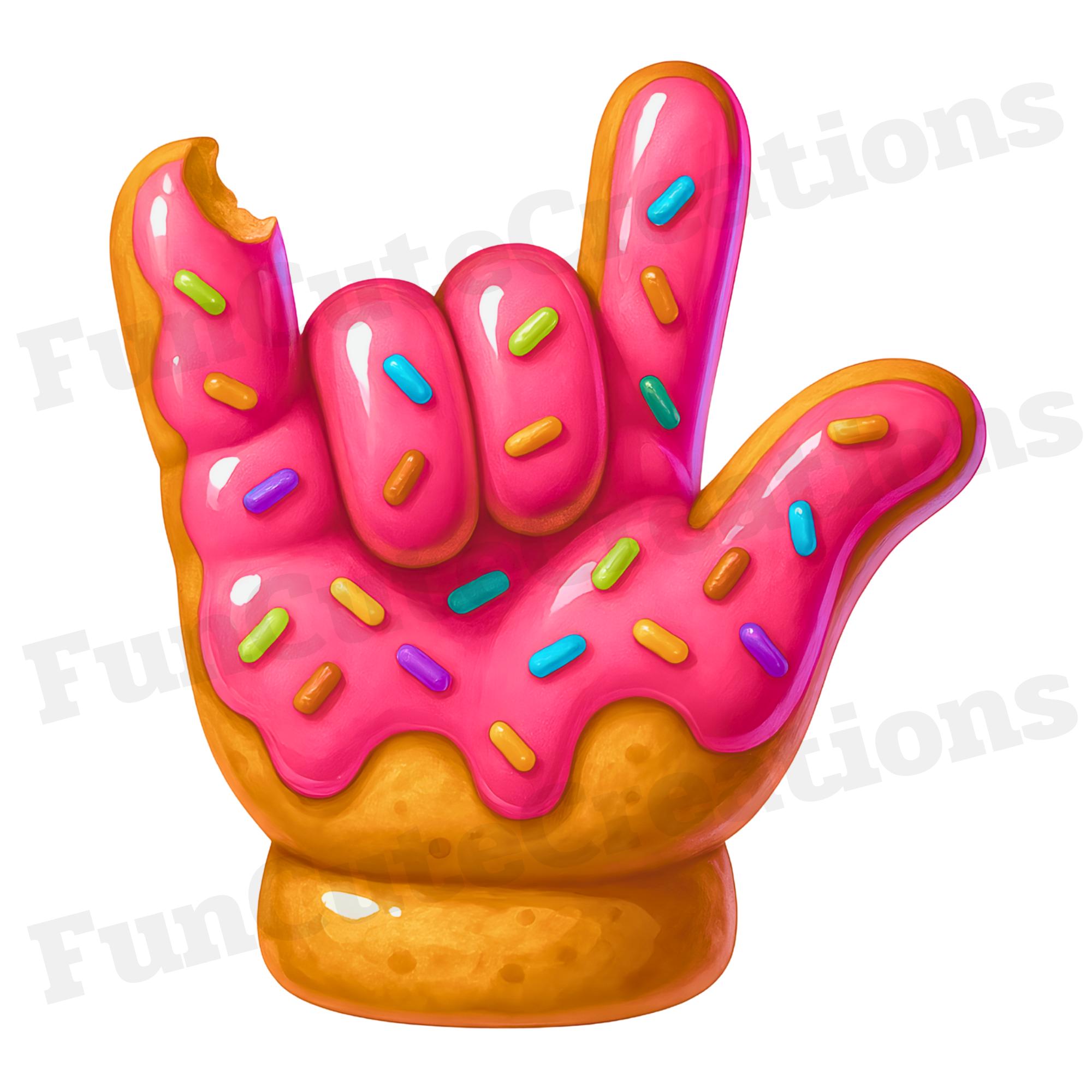Donut Hand Glove I Love You ASL PNG, Sweet Treat Hand Sign, Donut Lover ...
