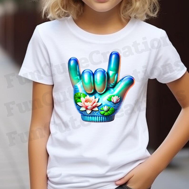 Lotus Hand Glove I Love You ASL PNG, Yoga Inspired Hand Sign PNG ...