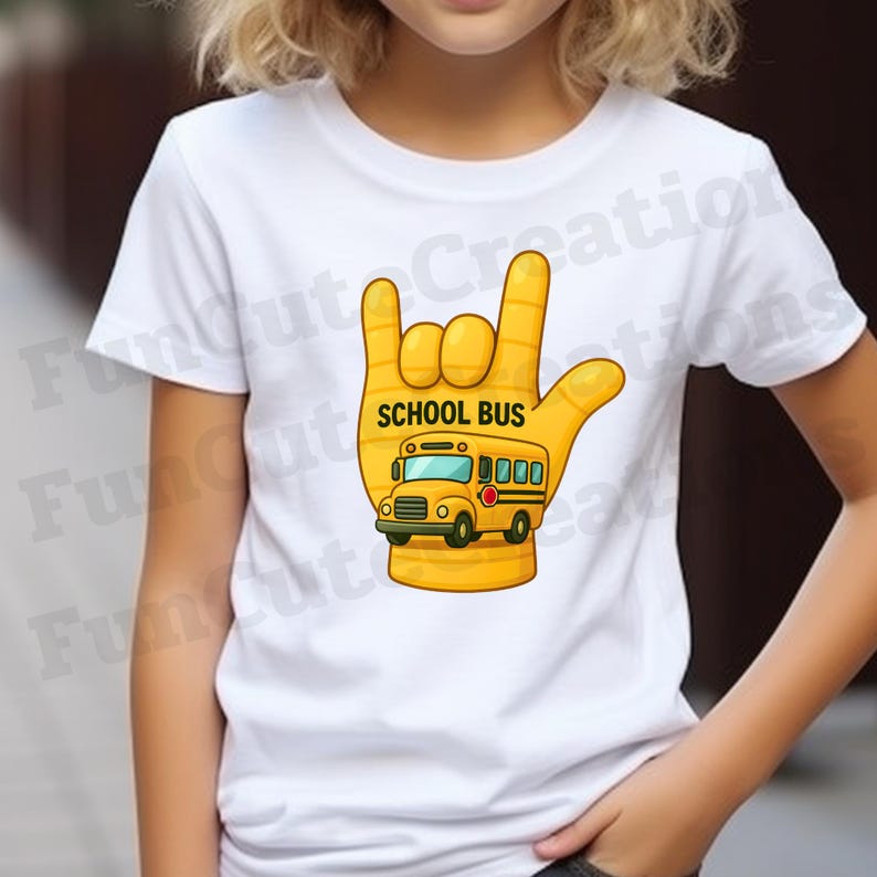 School Bus Hand Glove I Love You ASL PNG, Back to School Sign Language ...