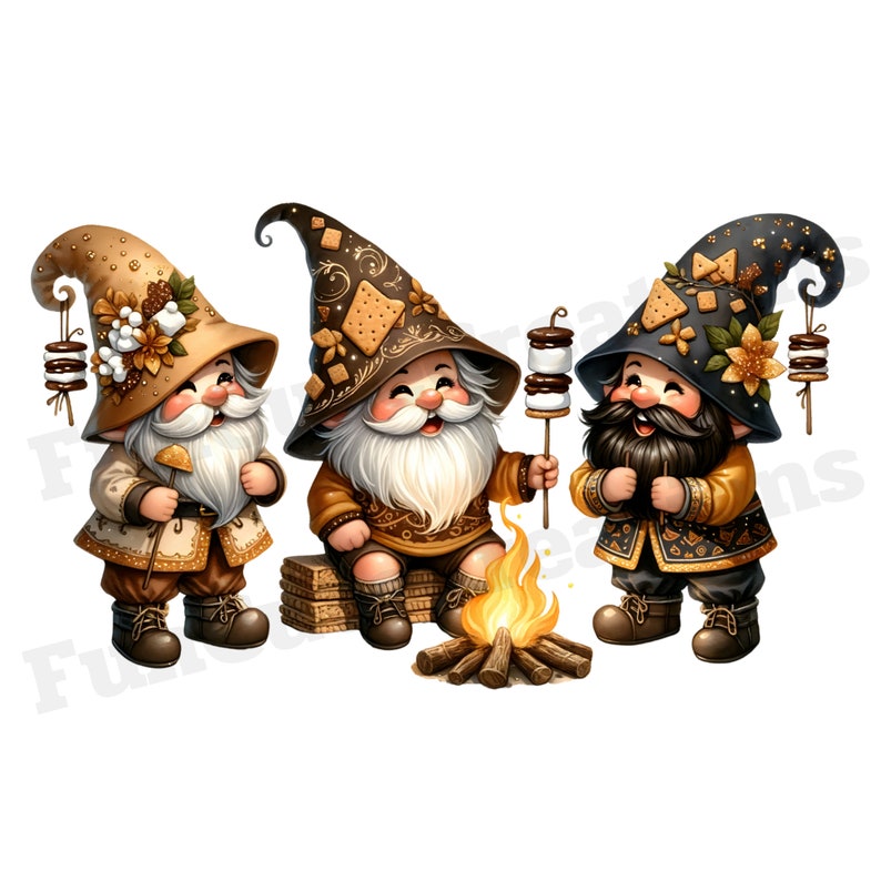 Smores Gnomes Clipart, Smores Clipart, Campfire Gnome Art, Camping Food ...