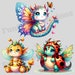 Cute Insect Dragon Watercolor Clipart, Whimsical Fantasy Art, Unique ...