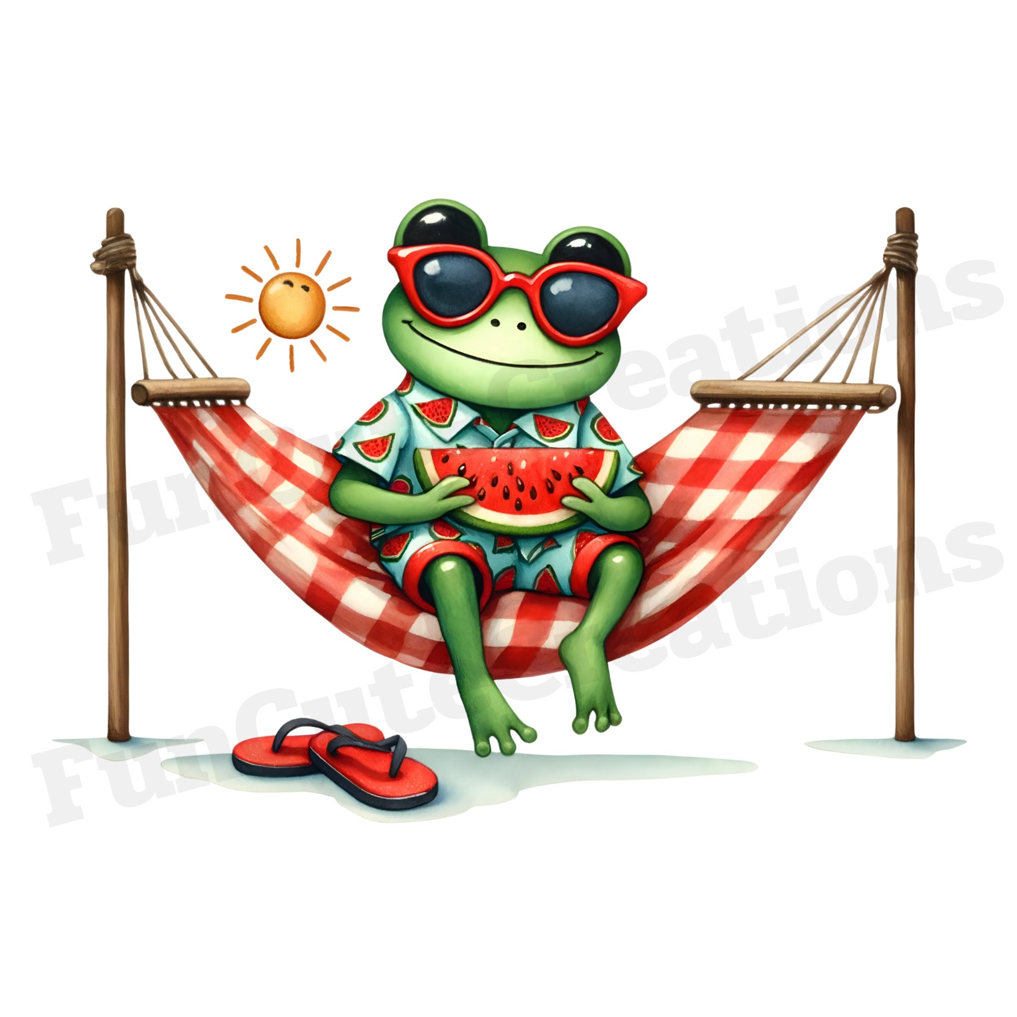 Frog Hammock Clipart, Cute Frog Clipart, Hammock Clipart, Beach Clipart ...