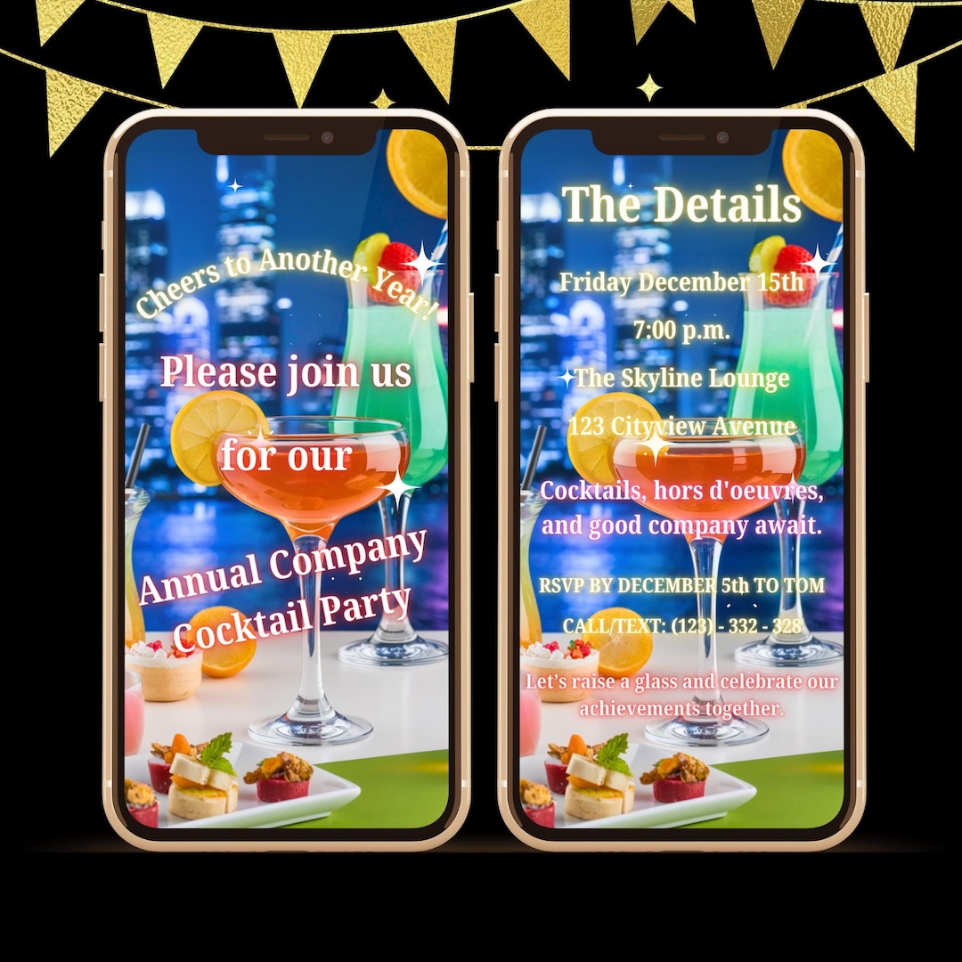 Annual Company Cocktail Party Invitation Template, Digital Video Annual ...
