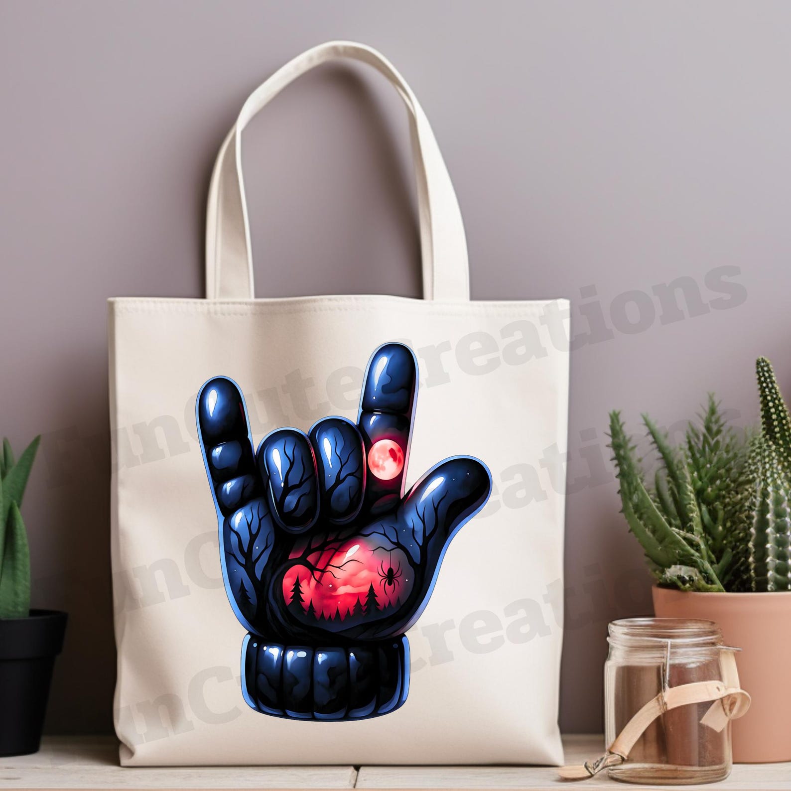 Spooky Forest Hand Glove I Love You ASL PNG, Creepy Forest Sign ...