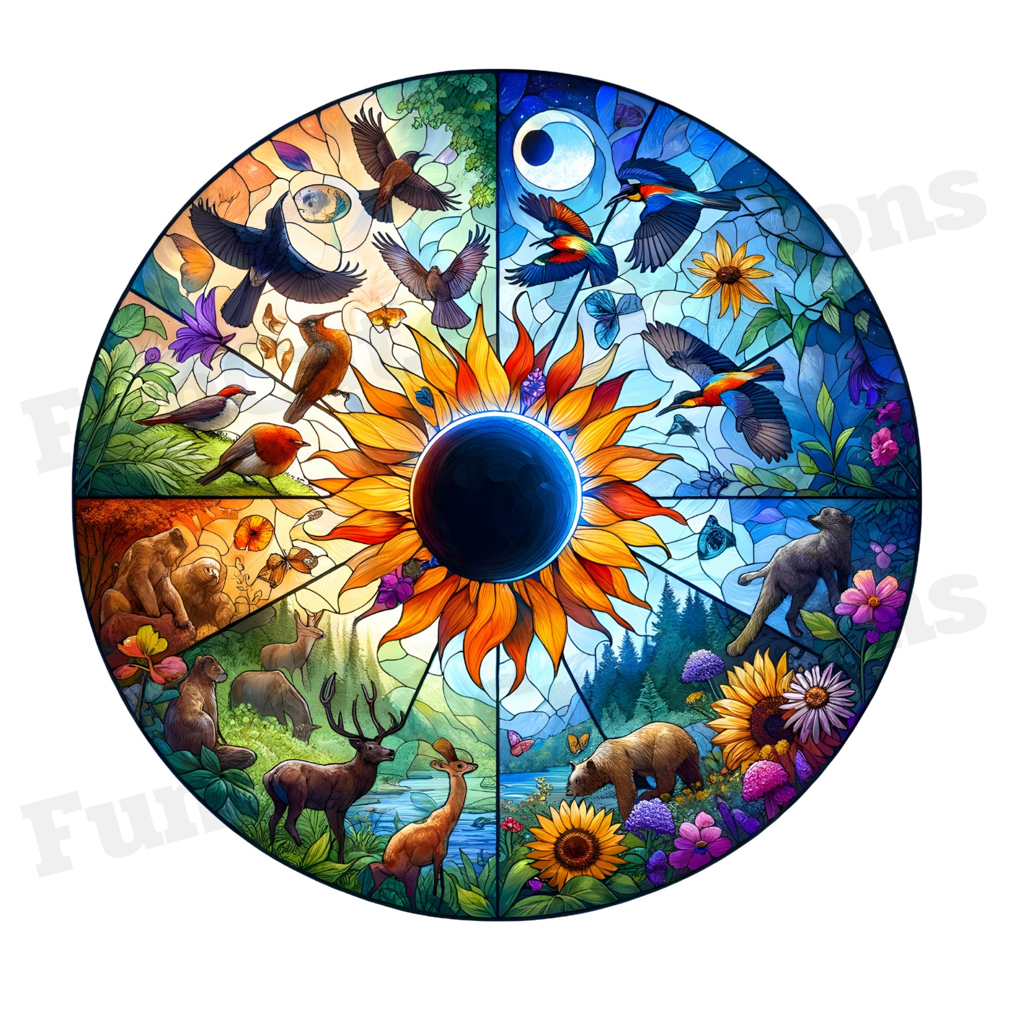 Solar Eclipse Stained Glass Clipart, April 8th 2024, Solar Eclipse ...