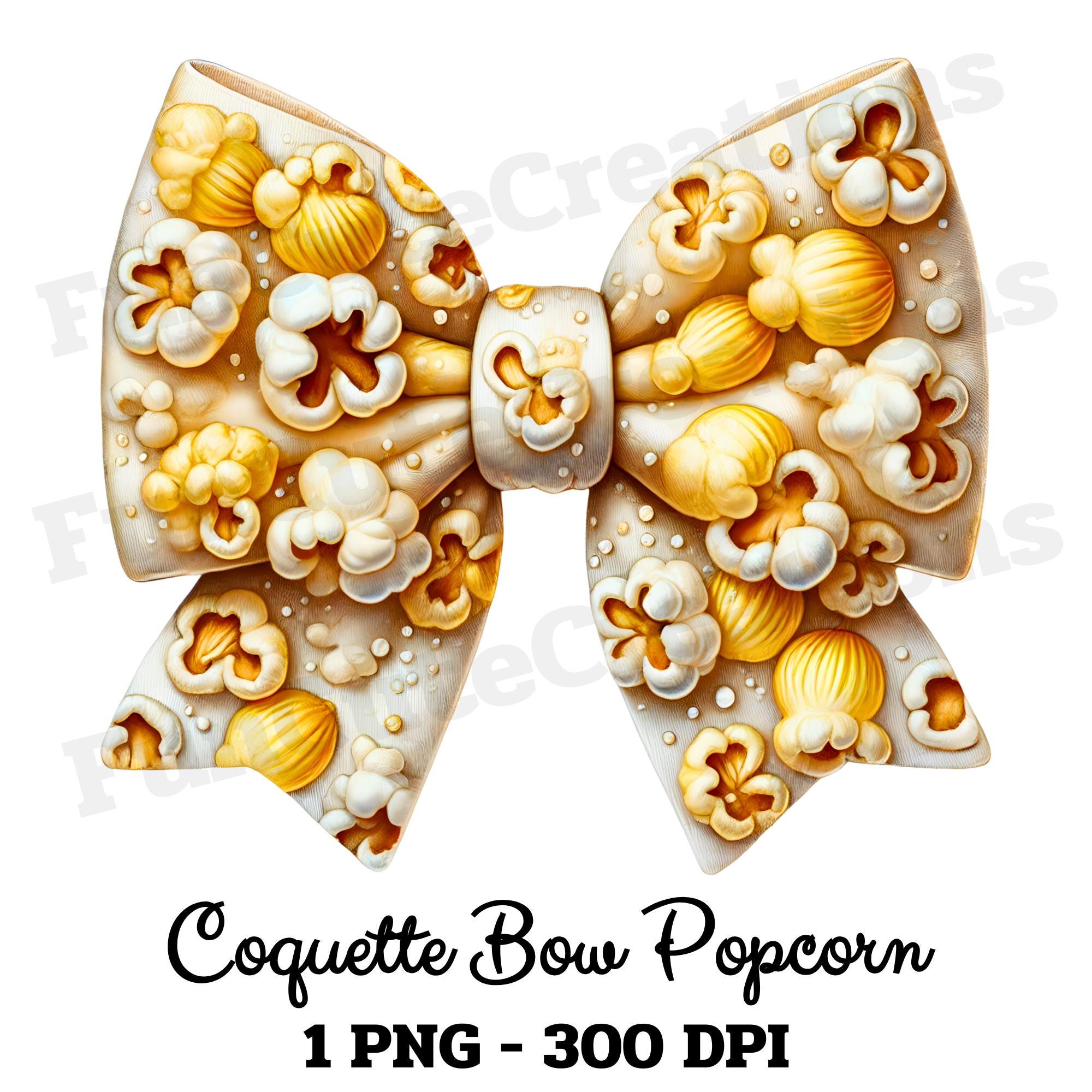 Coquette Bow Popcorn PNG, Movie Night PNG, Girly Snack PNG, Cute ...