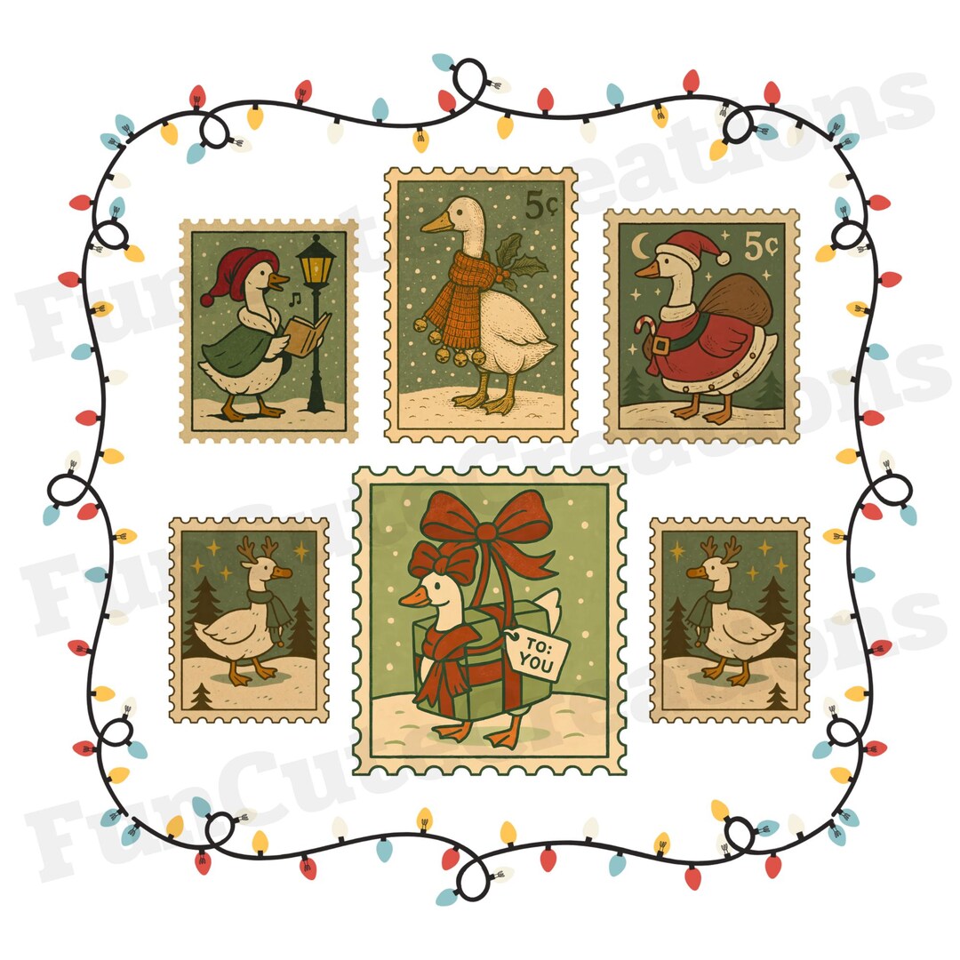 Christmas Goose Stamp PNG, Santa Goose PNG, Festive Goose PNG, Vintage ...