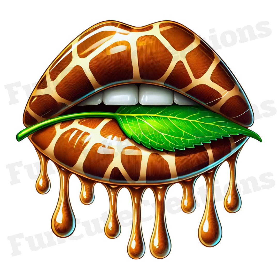 Giraffe Dripping Lips PNG, Animal Print Lips PNG, Stylish Lips PNG ...