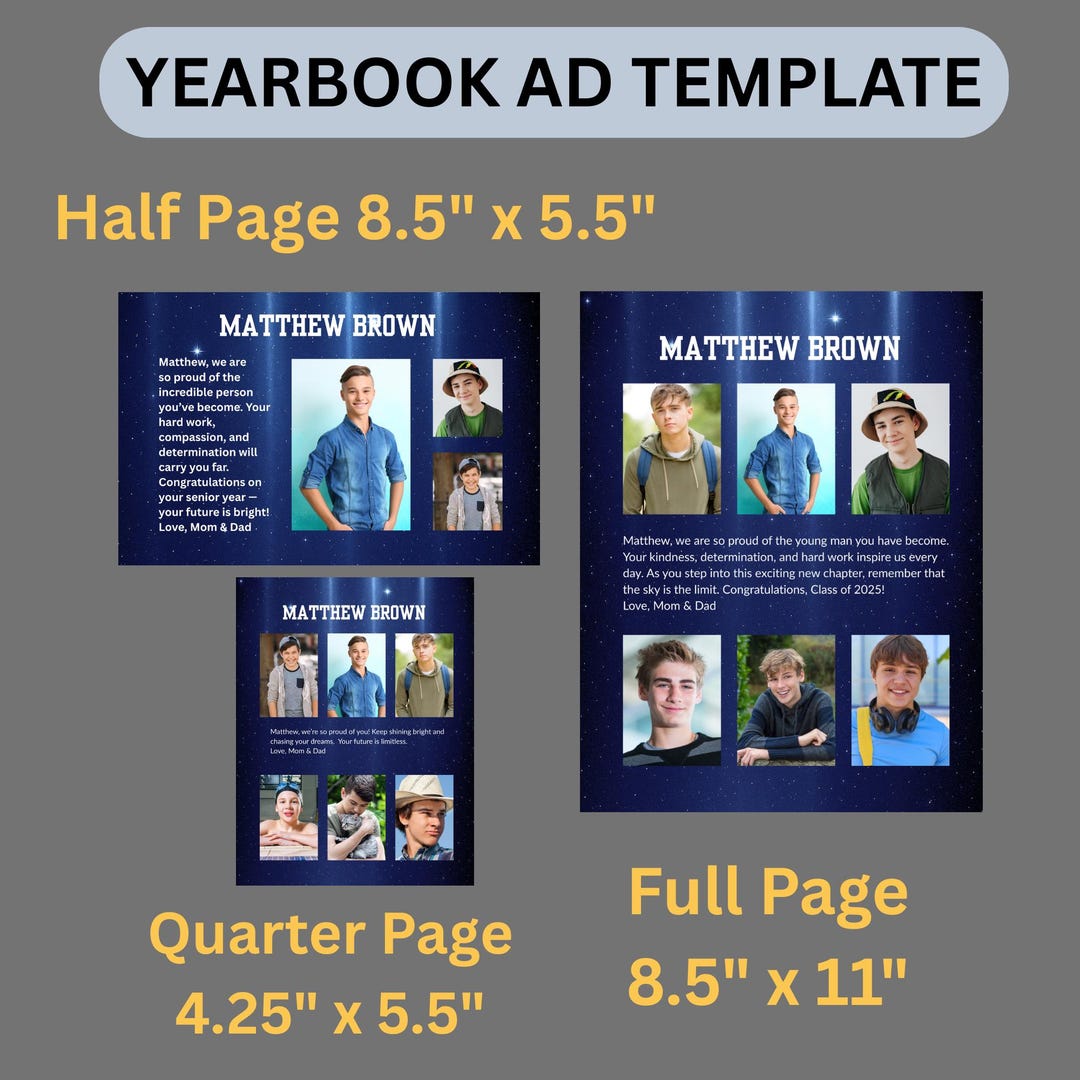 Space Light Yearbook Ad Template, Futuristic Senior Tribute Page ...
