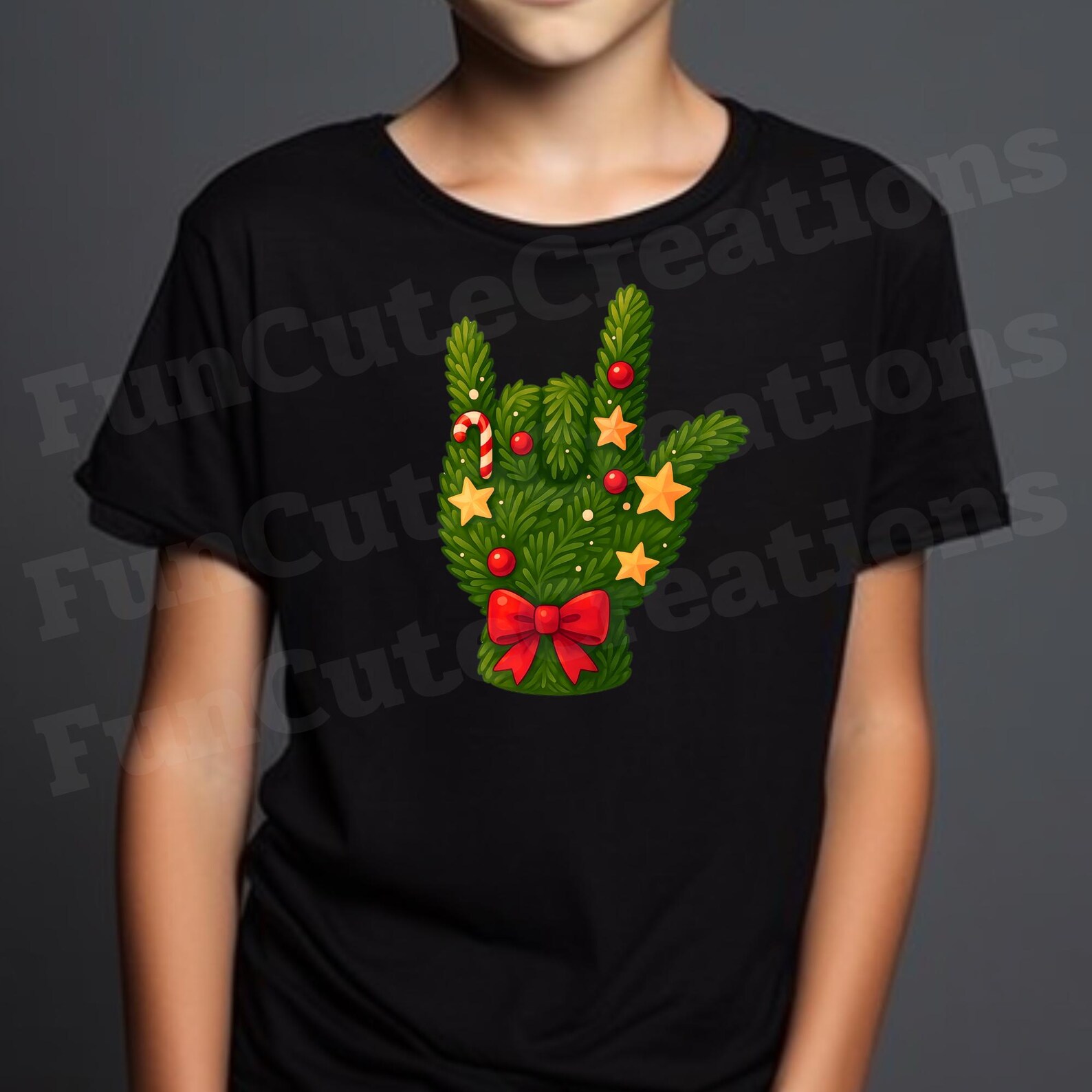 Christmas Wreath Hand Glove I Love You ASL PNG, Christmas Sign Language ...