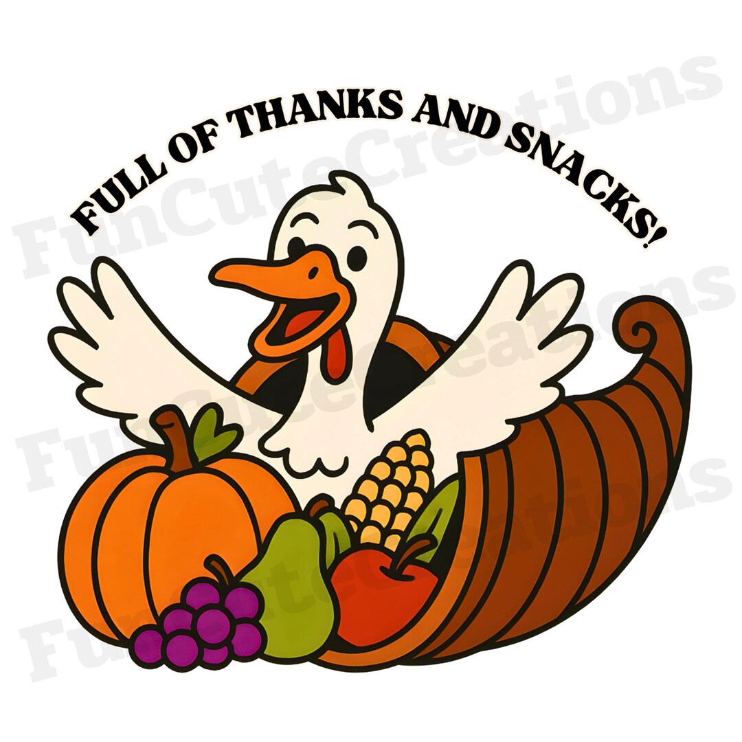 Thanksgiving Cornucopia Silly Goose PNG, Autumn Goose PNG, Funny Fall ...